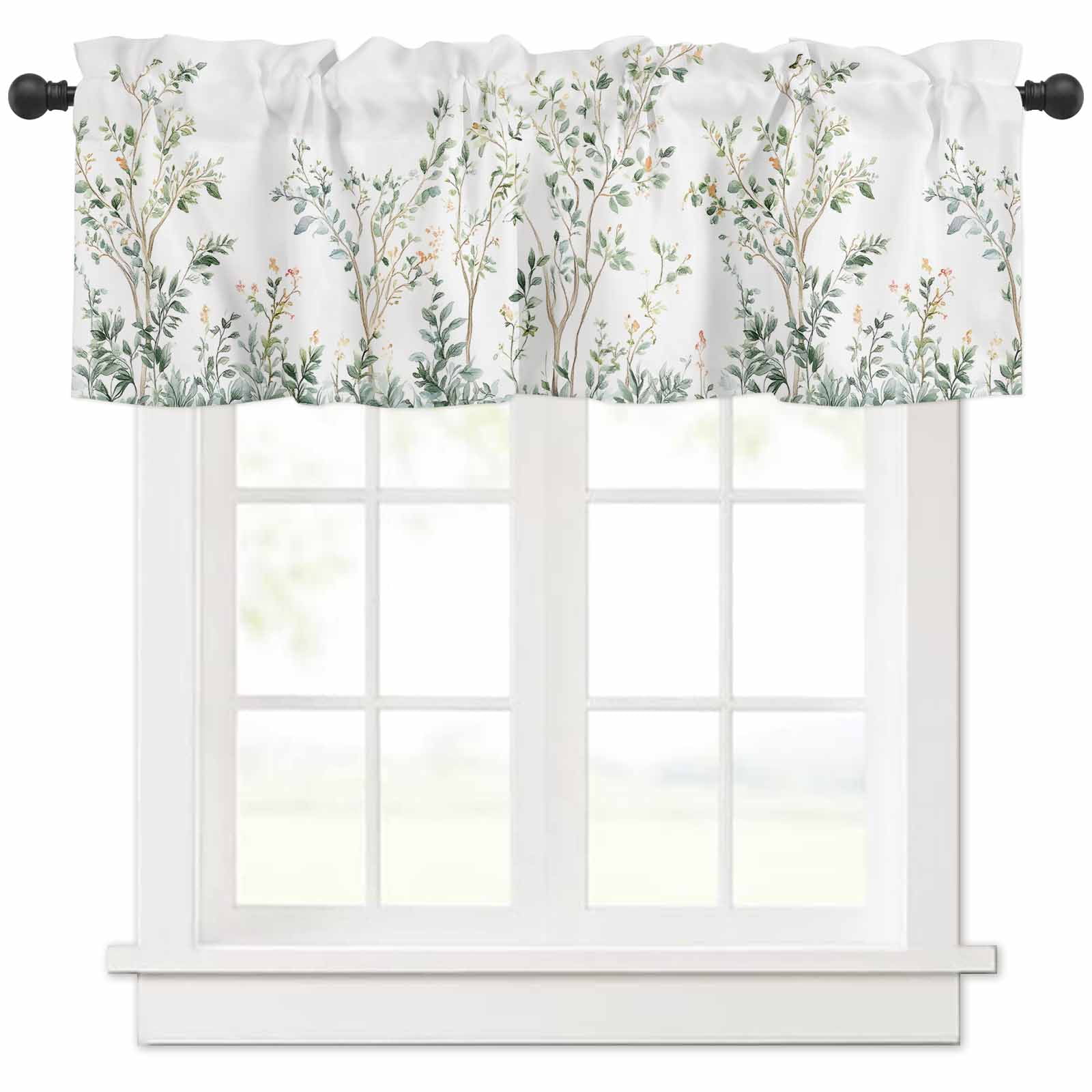 Sage Green Trees Valances for Windows Farmhouse Kitchen Curtains ...