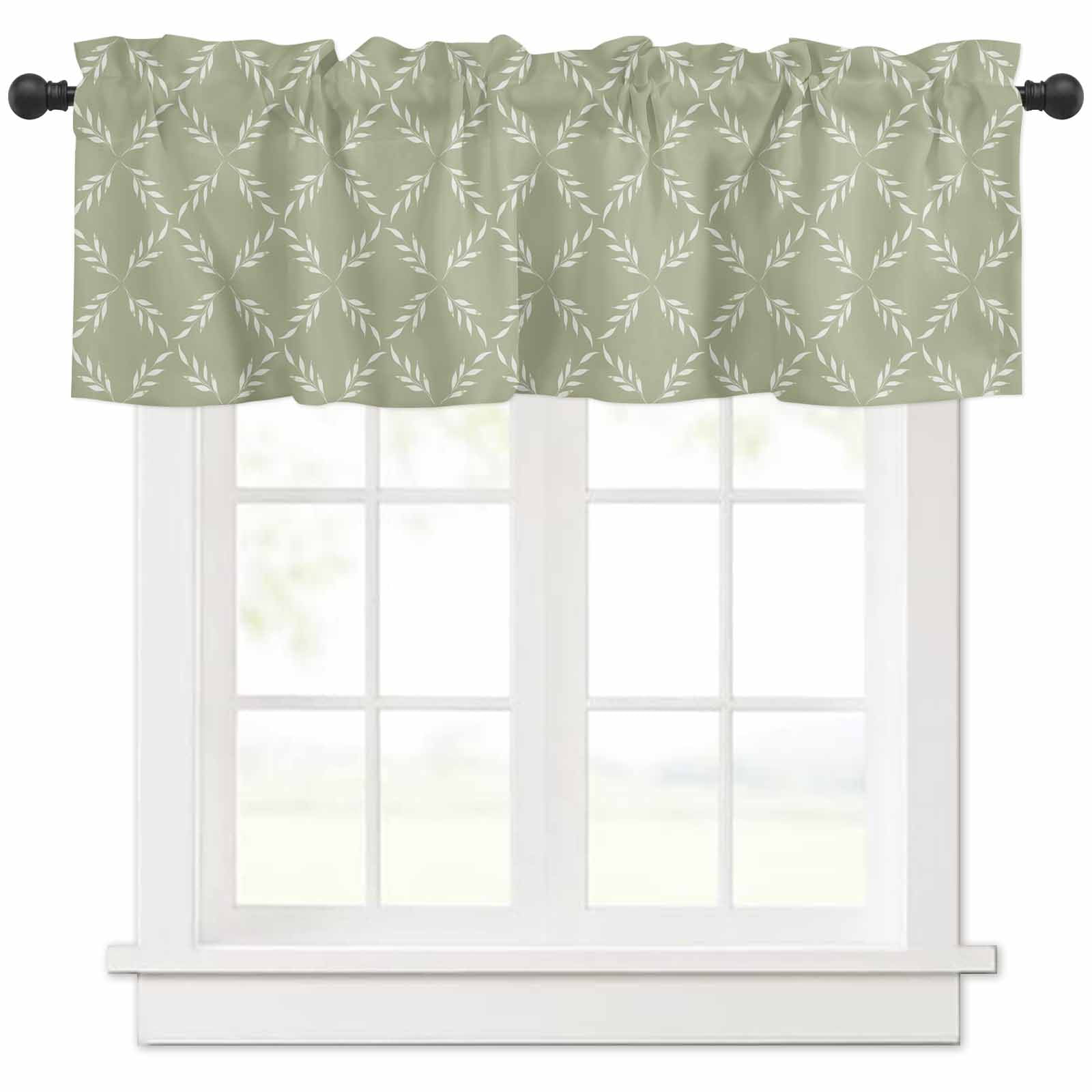 Sage Green Valances for Windows Farmhouse Kitchen Curtains Valances Rod ...