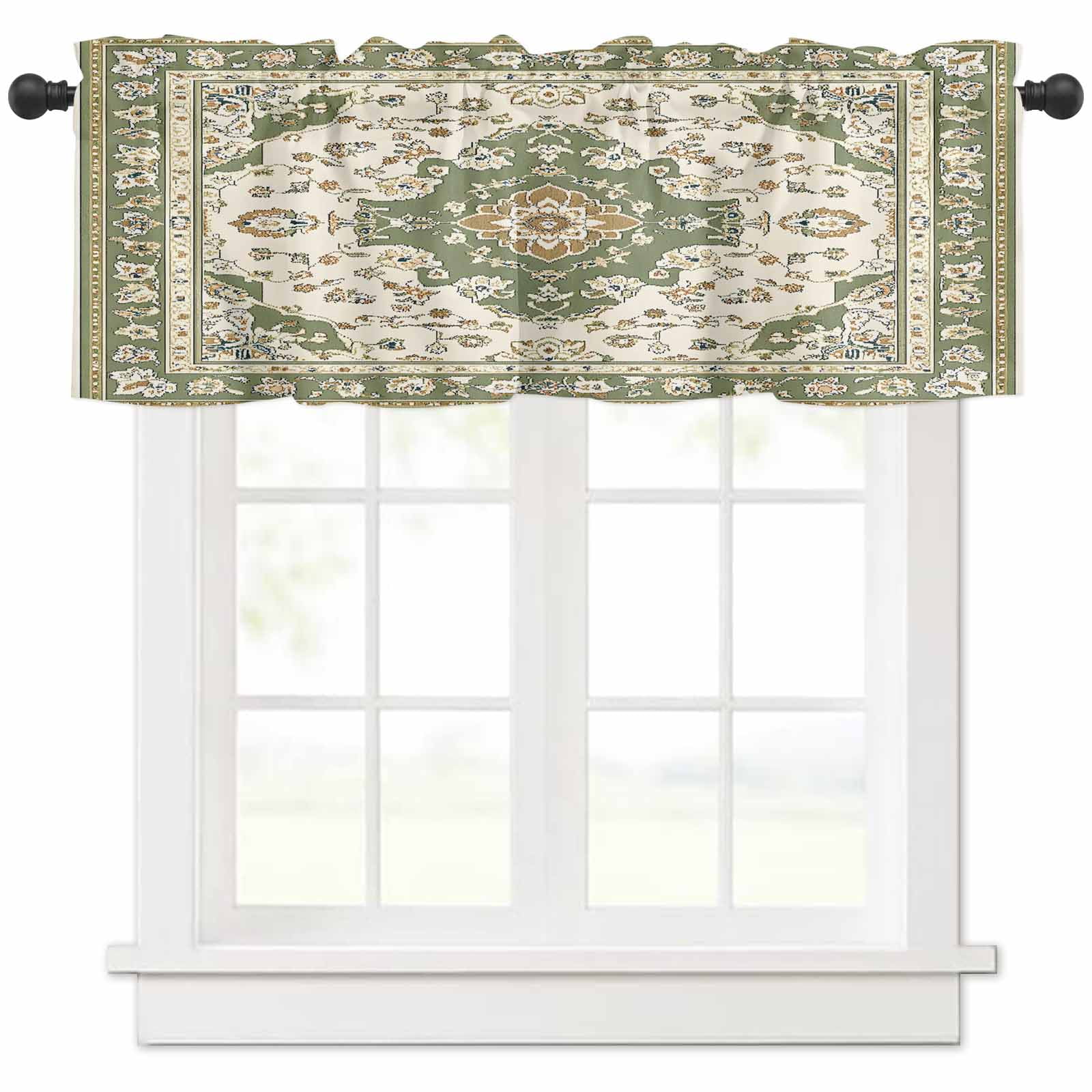 Sage Green Valances for Windows Farmhouse Kitchen Curtains Valances Rod ...
