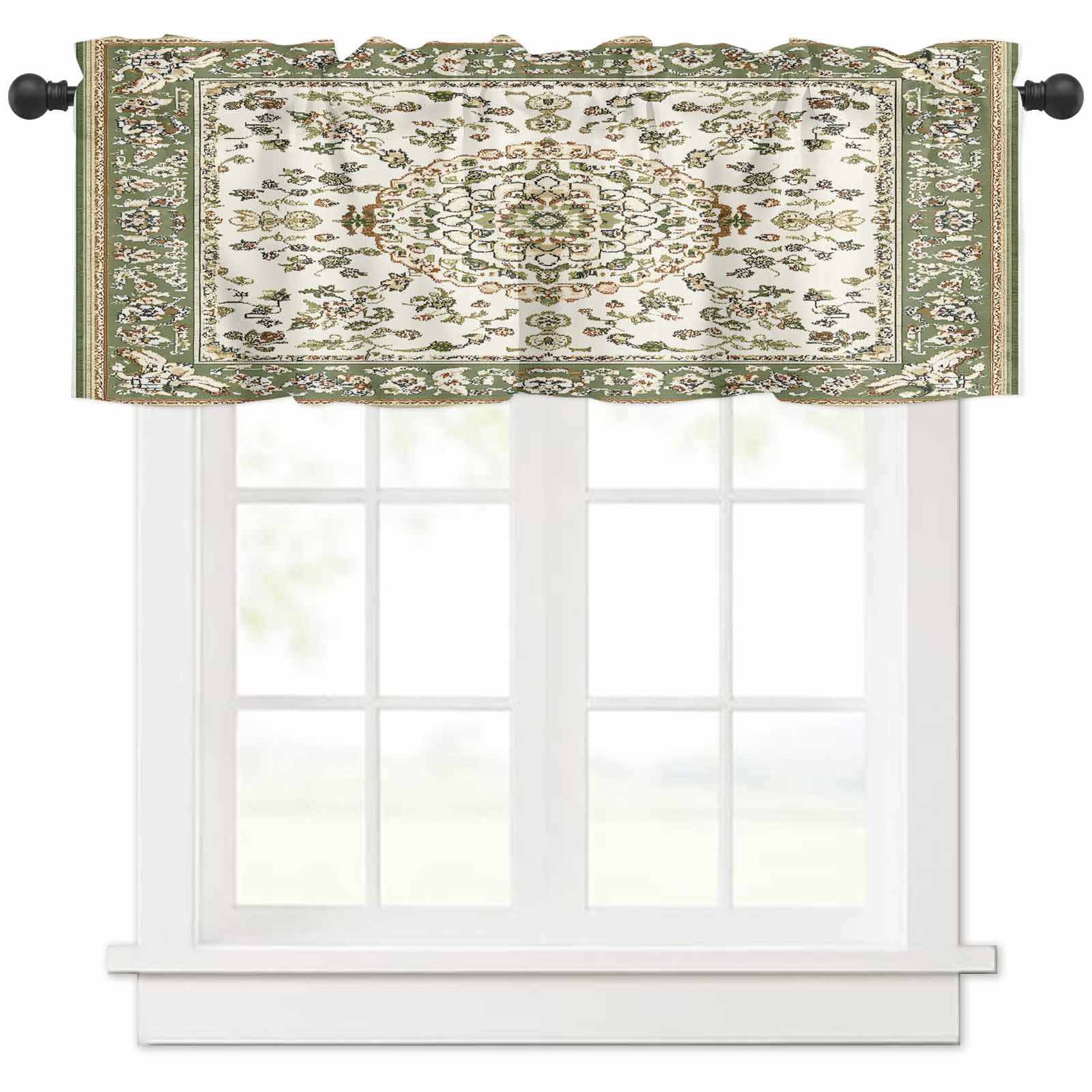 Sage Green Valances for Windows Farmhouse Kitchen Curtains Valances Rod ...