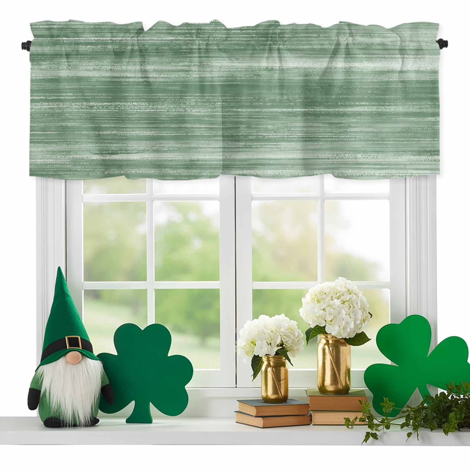 Sage Green Valances for Windows, Modern Abstract Gradient Green Lines ...