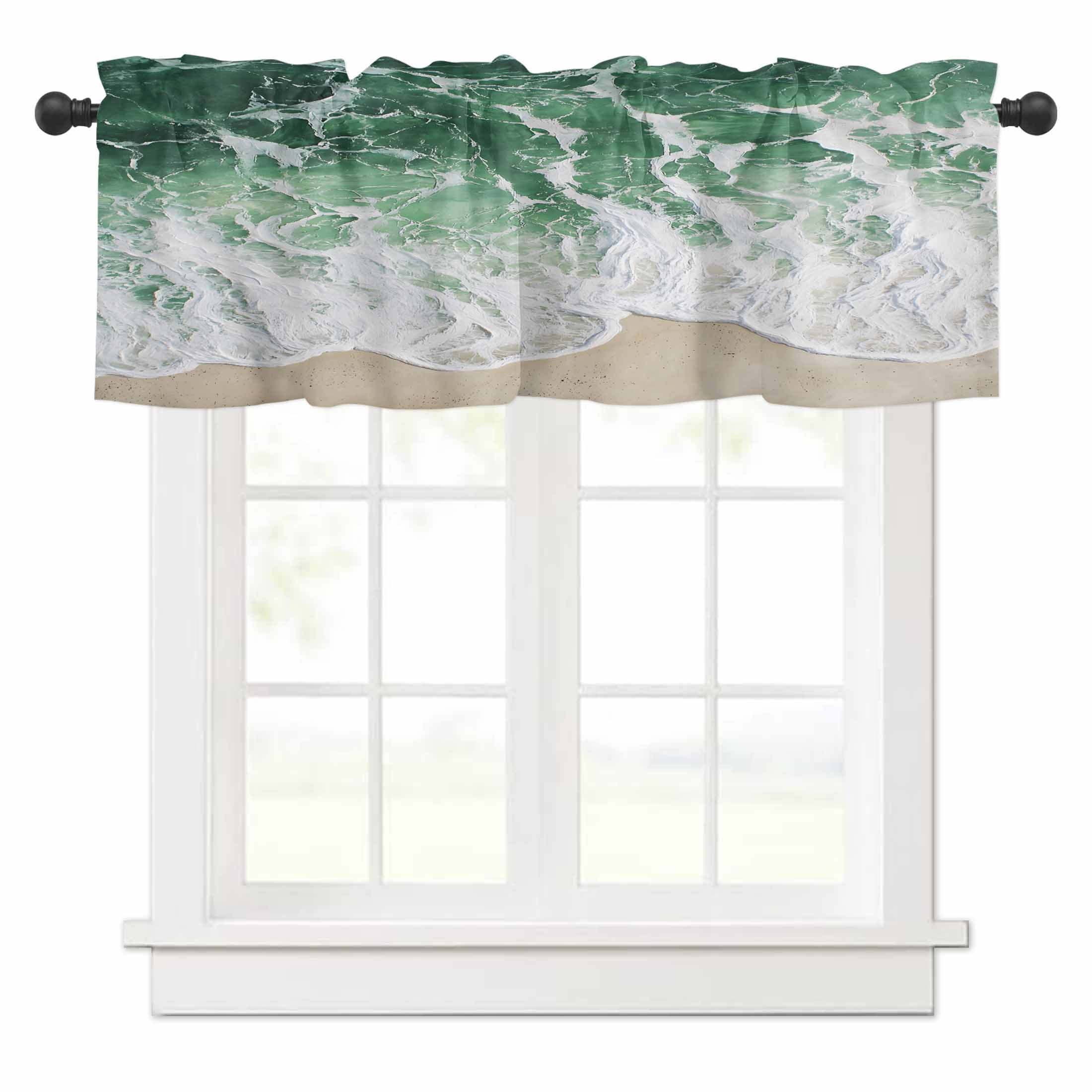 Sage Green Valances for Windows Ocean Wave Coastal Beach Seaside ...