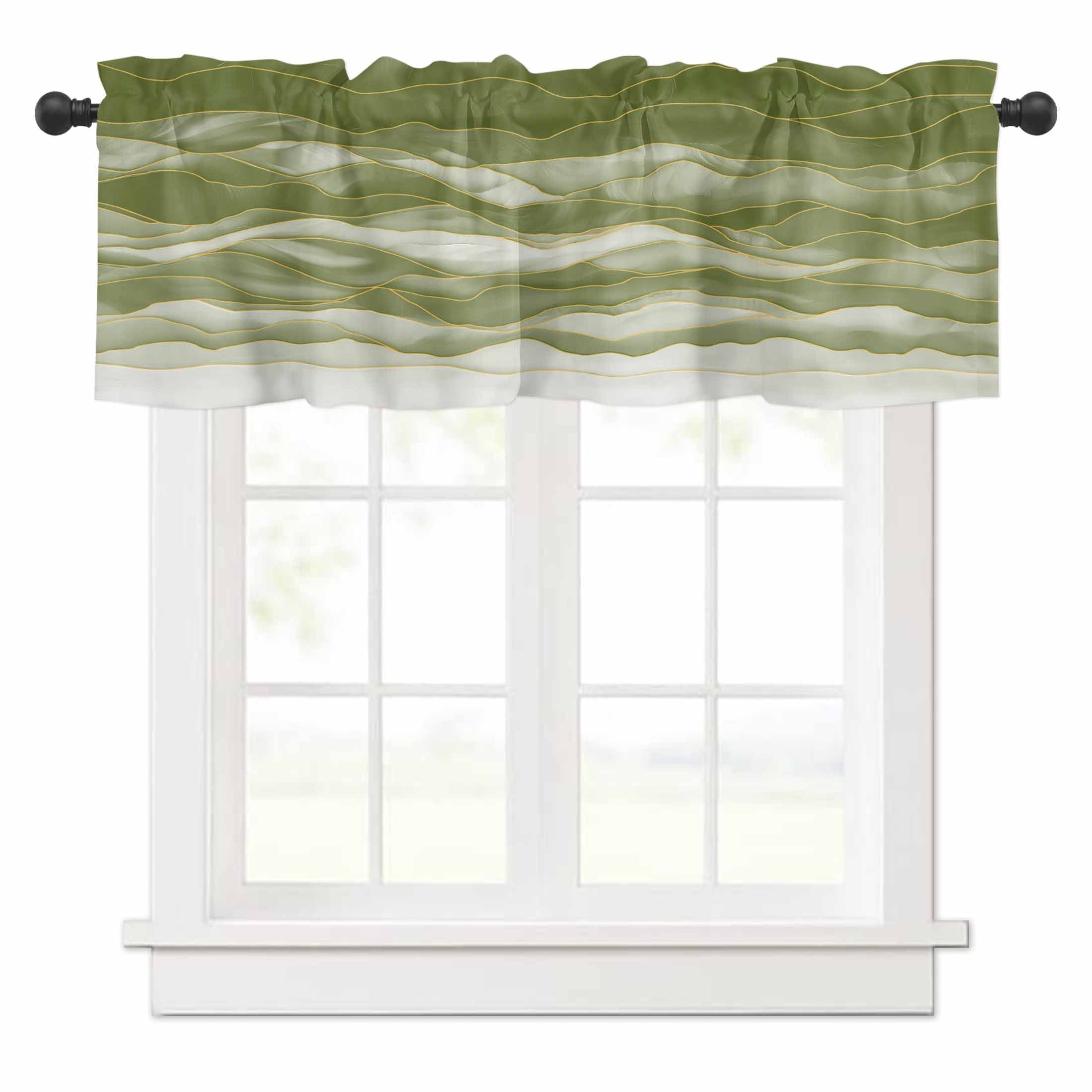 Sage Green Valances for Windows Gradient Ripple Rod Pocket Curtain ...
