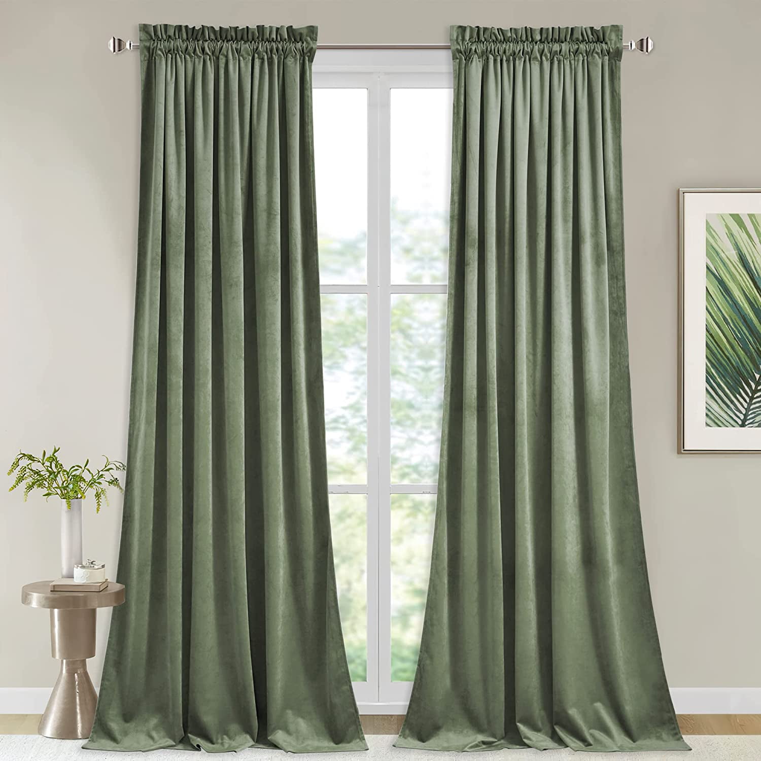Sage Green Velvet Curtains