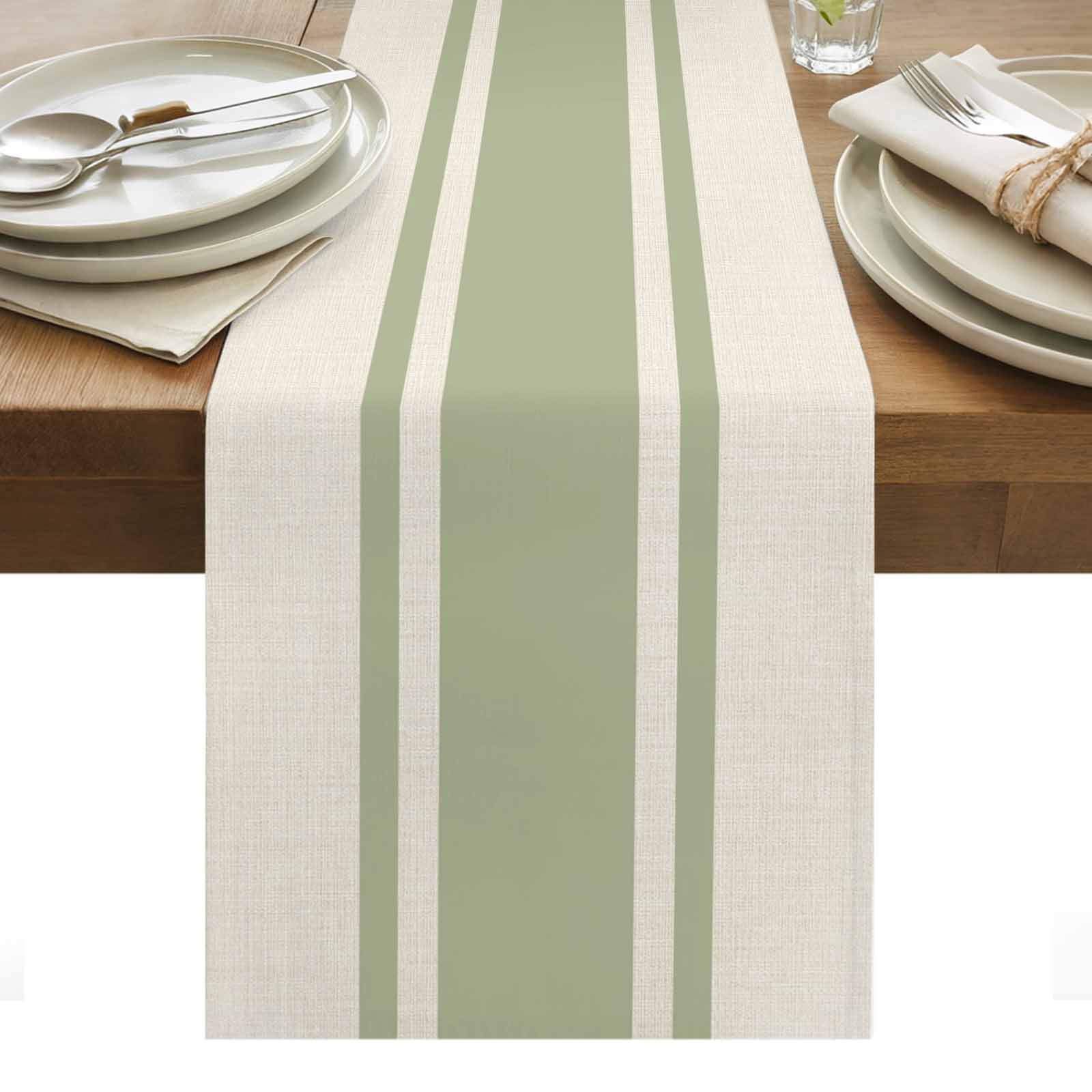 Sage Green Vintage Table Runner - 70 Inch Long, Kitchen Dining Table ...