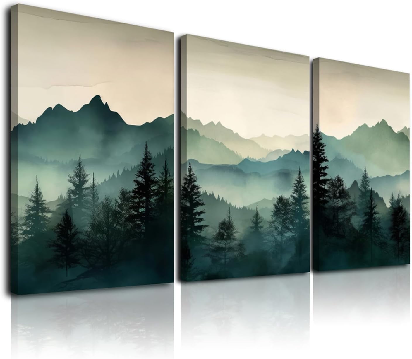 Sage Green Wall Art Set of 3,Abstract Green Wall Decor Living Room ...