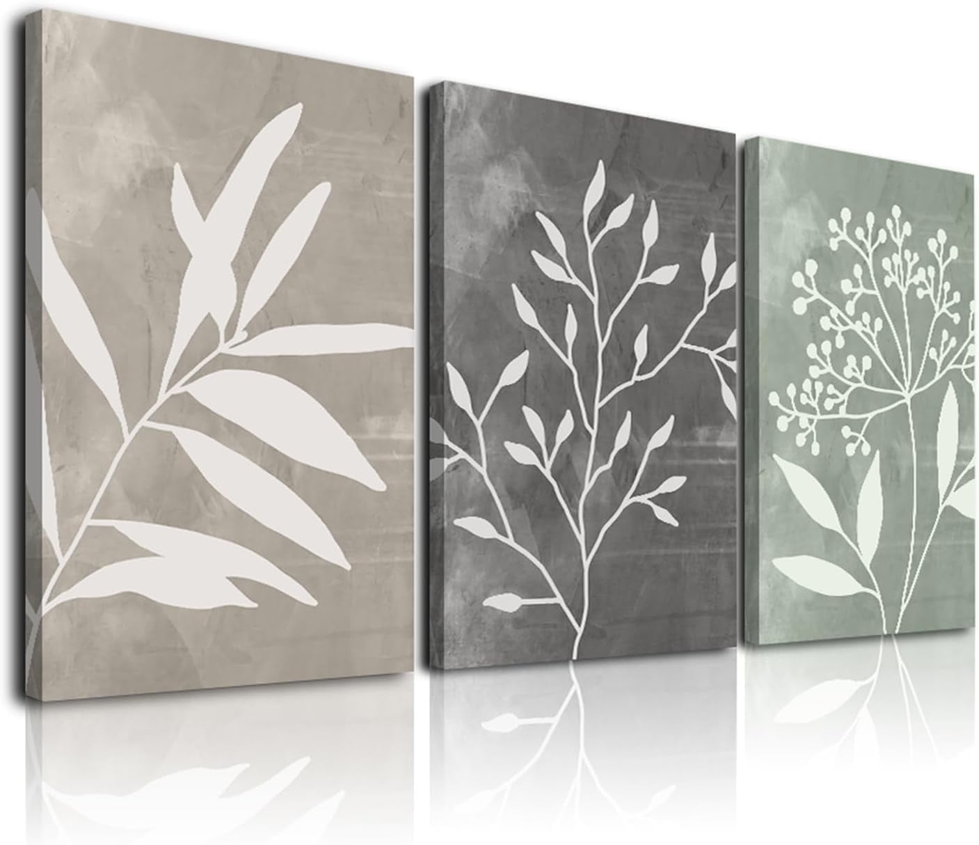 Sage Green Wall Art Set of 3,Abstract Green Wall Decor Living Room ...