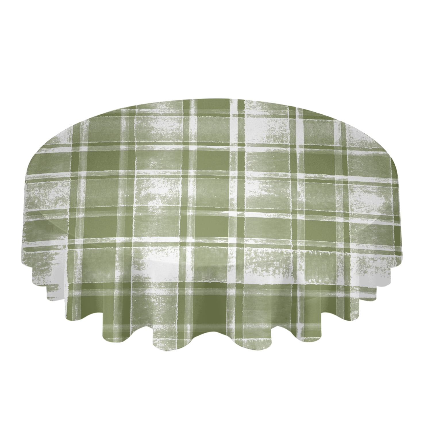 Sage Green Watercolor Plaid Round Tablecloth Waterproof Wedding Banquet ...