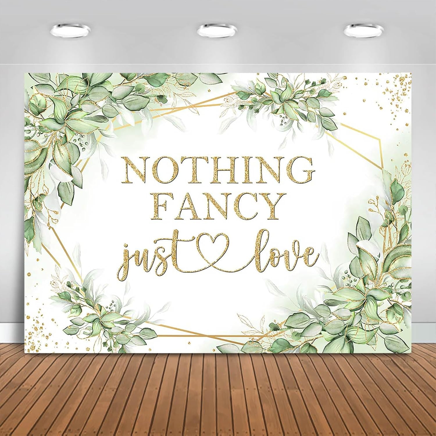 Sage Green Wedding Backdrop Nothing Fancy Just Love Bridal Shower Party ...