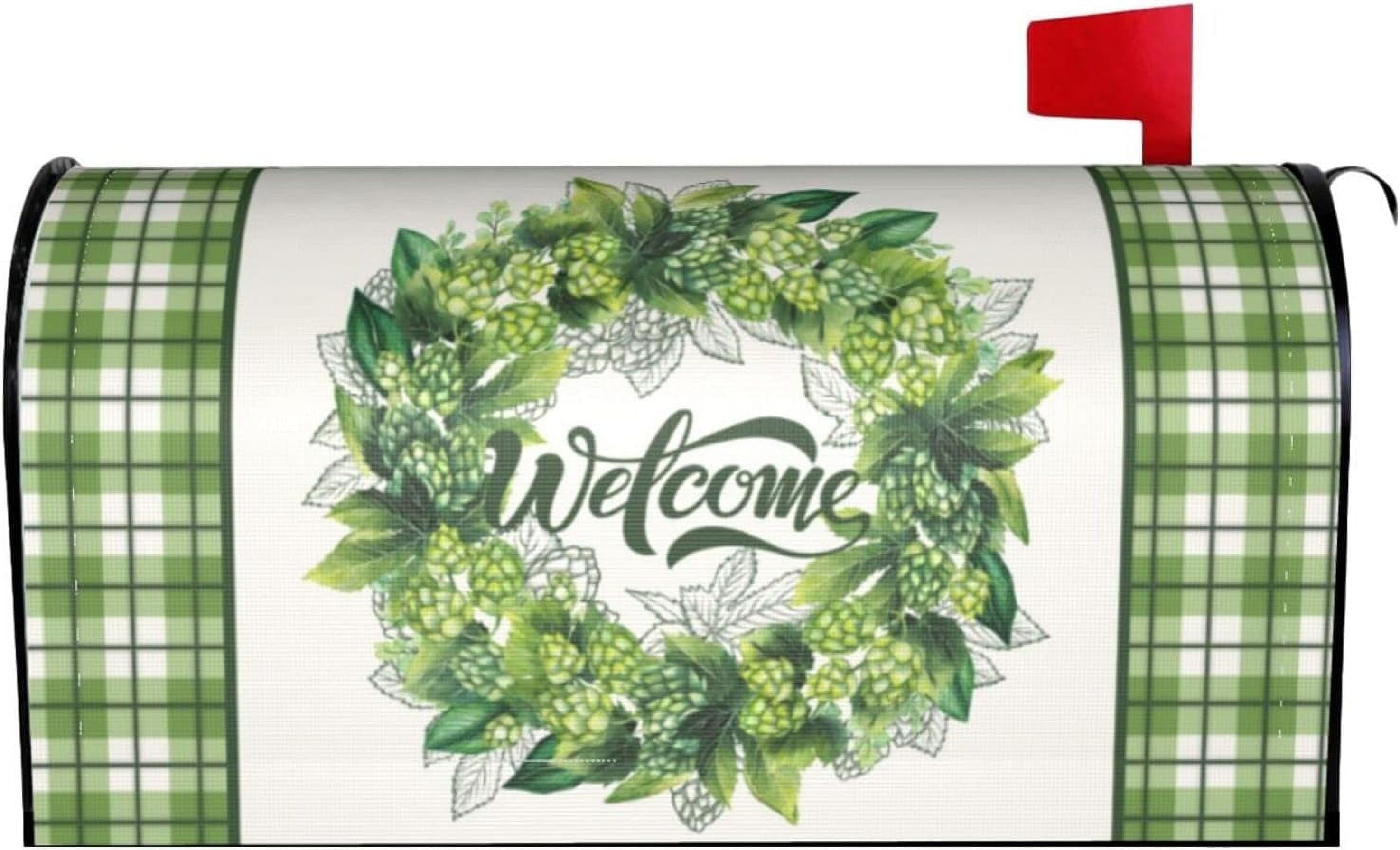 Sage Green Welcome Wreath Mailbox Covers Magnetic Standard Size 18" X ...
