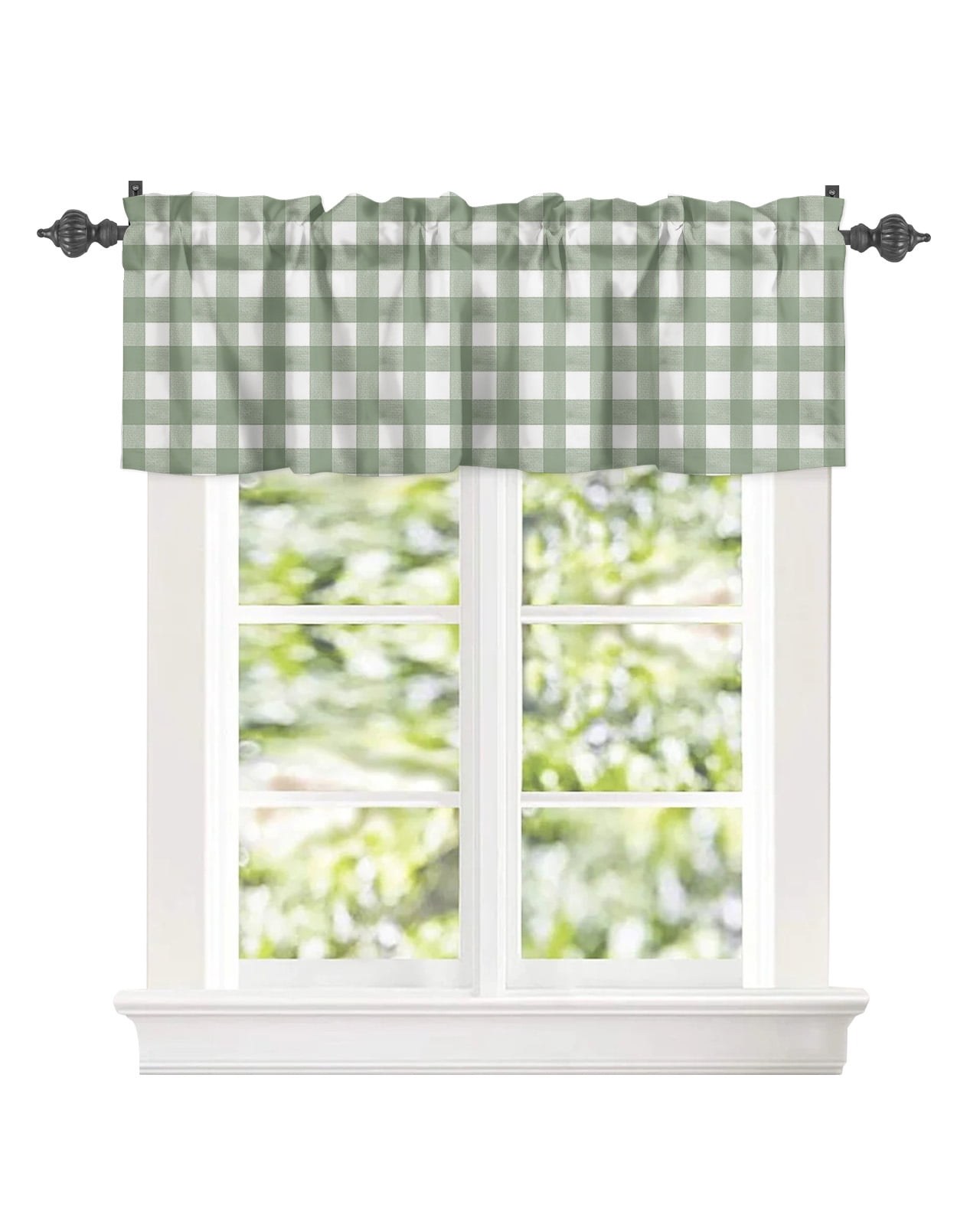 Sage Green White Buffalo Plaid Window Treatment Panel for Living Room ...