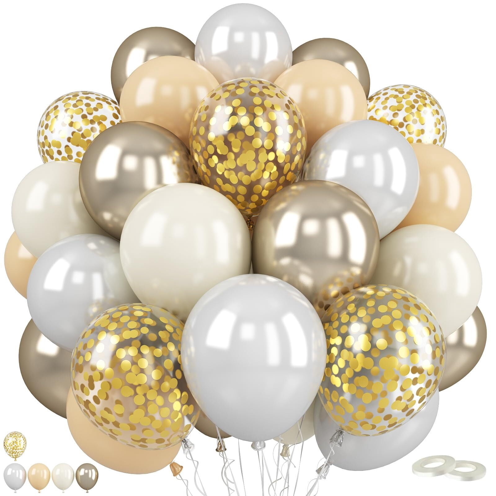 Sage Green White Gold Balloons,60 Pcs 12 Inches Bean Green Metallic ...