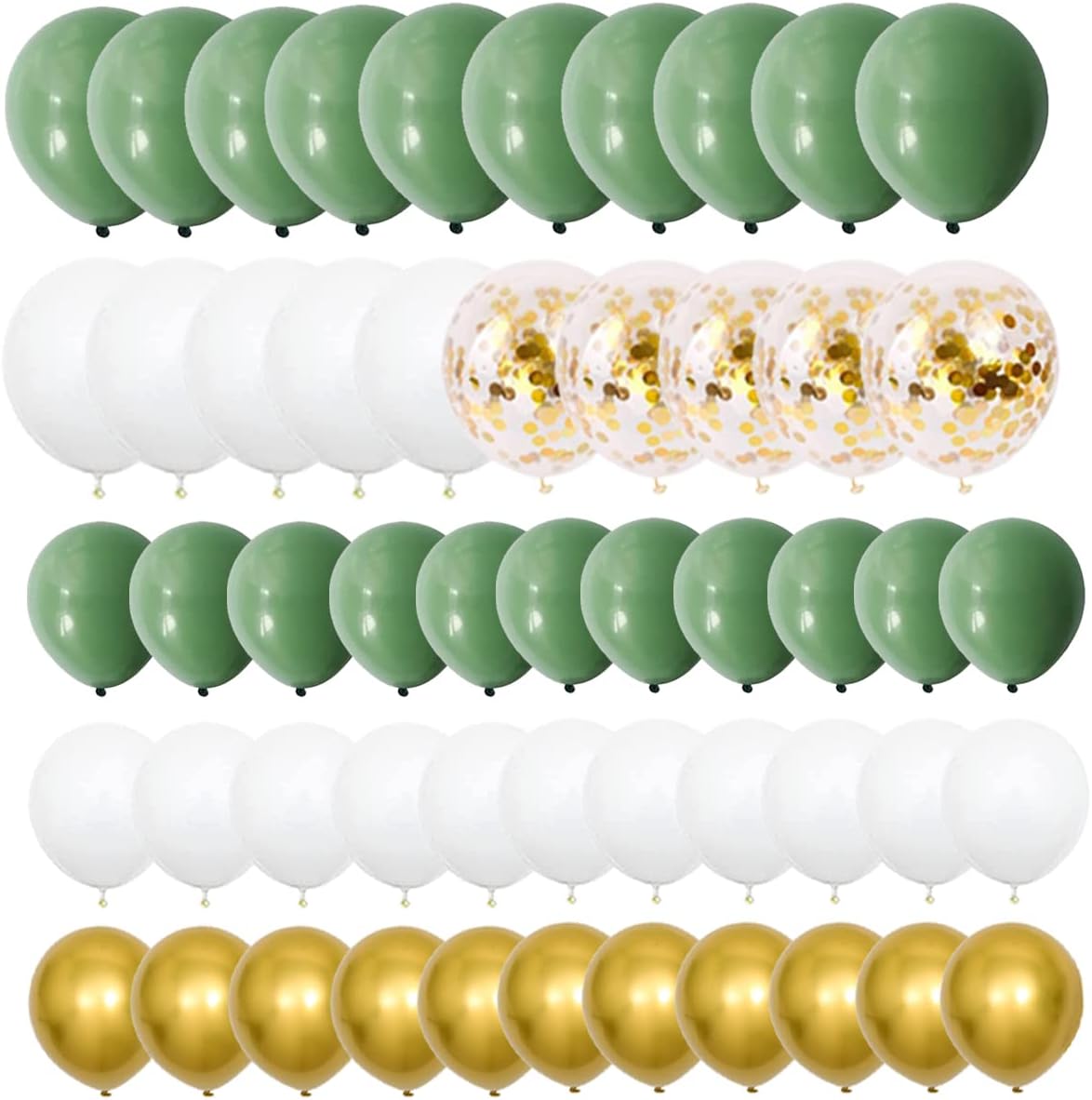 Sage Green, White, Metallic Gold Balloons Set - Balloon Arch Garland for Various Occasions ...