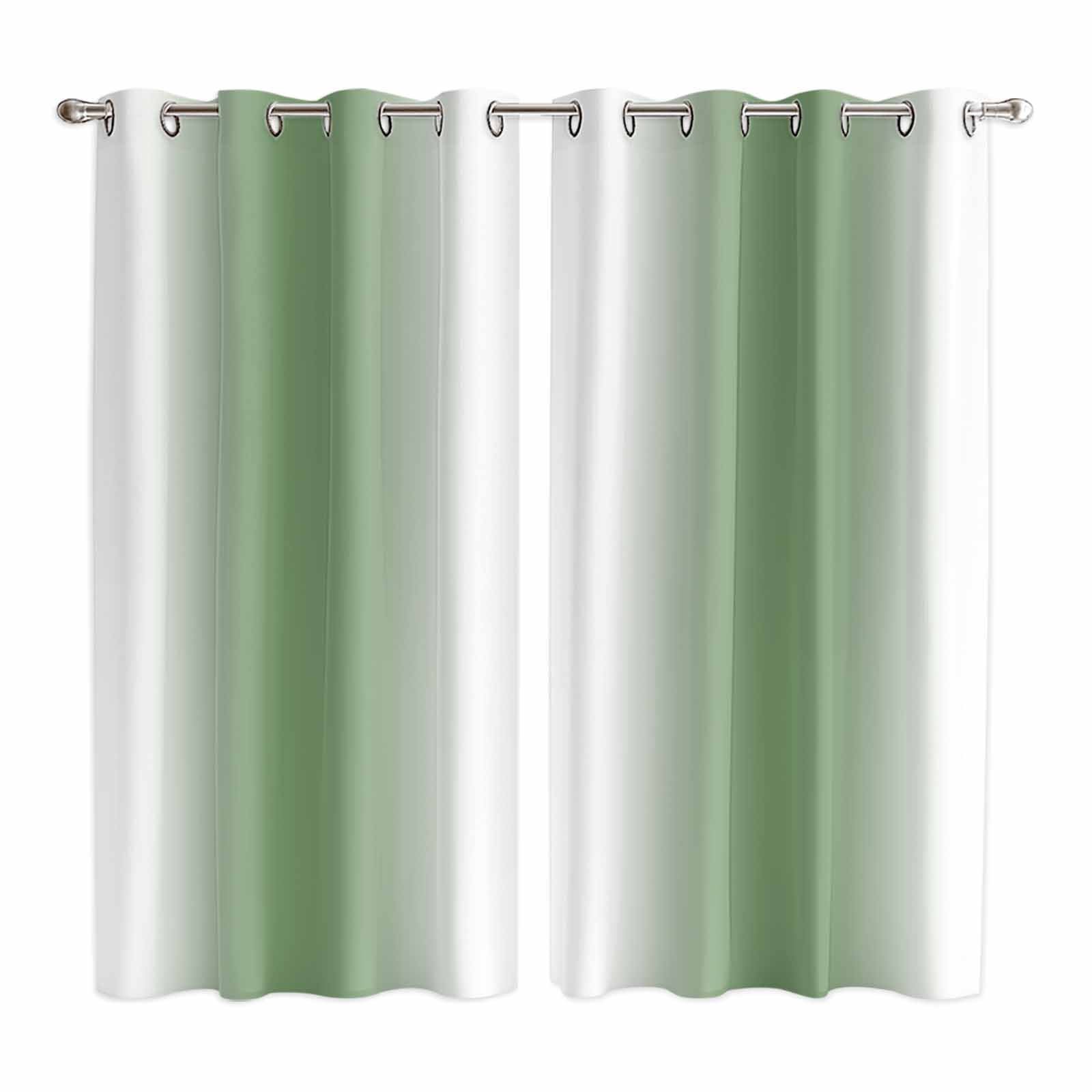 Sage Green White Ombre Kitchen Curtains 63 Inch Length, Modern Abstract ...
