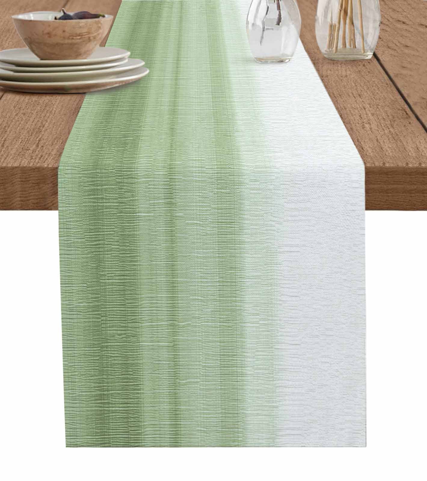Sage Green White Ombre Table Runner 72 Inches, Country Modern Stripes ...