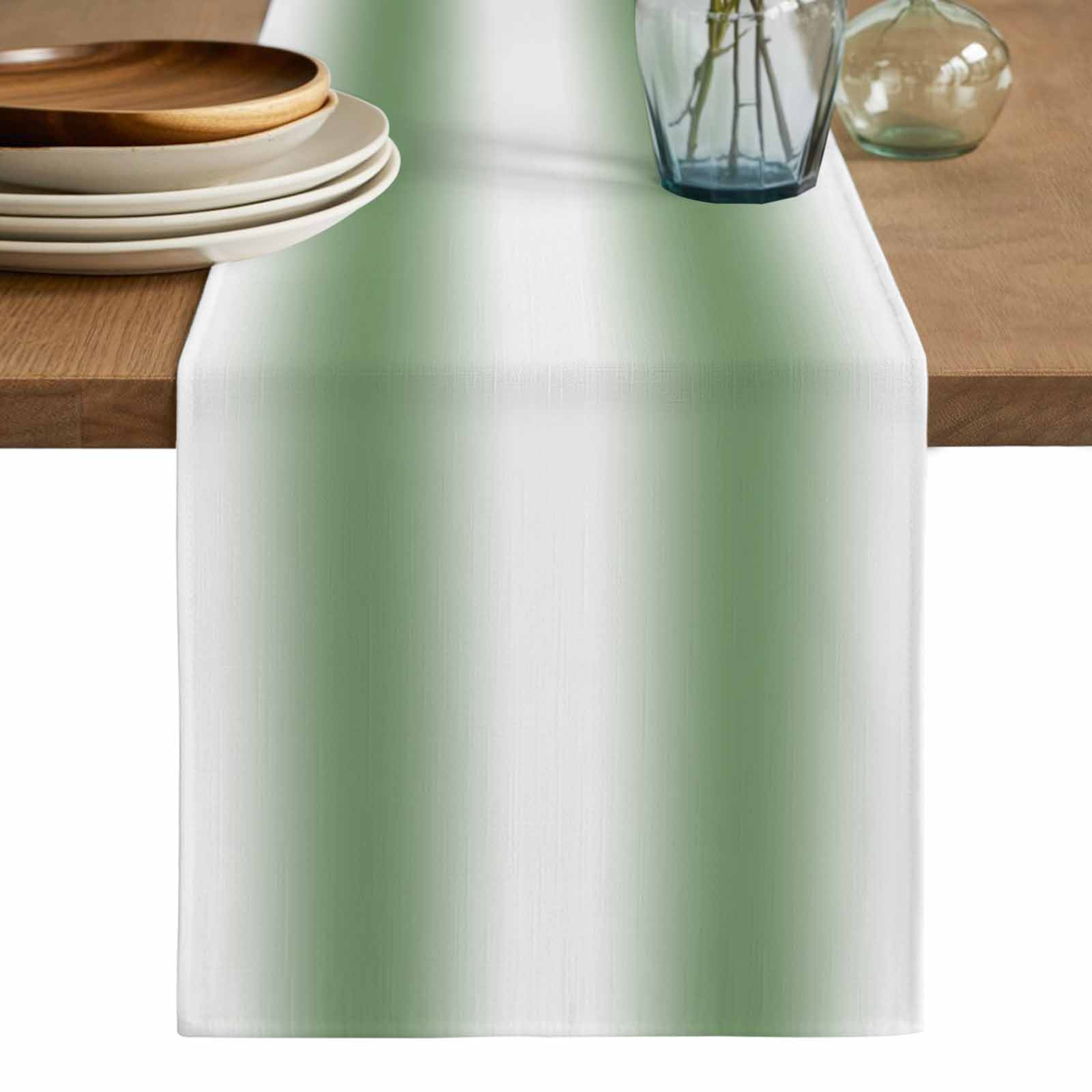 Sage Green White Ombre Table Runner, Modern Abstract Art Farmhouse ...