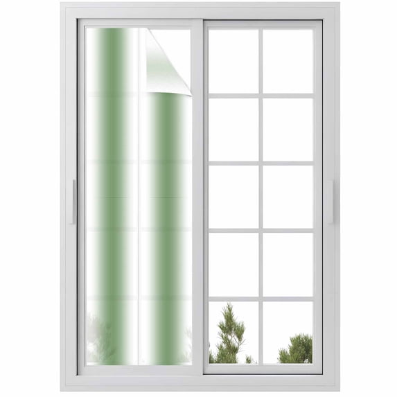 Sage Green White Ombre Window Privacy Film, Modern Abstract Art ...