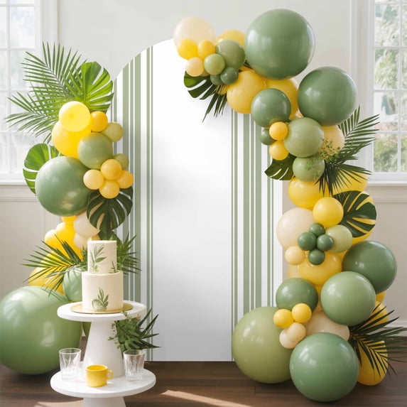 Sage Green and White Striped Arch Backdrop Cover, 4FT, Modern ...