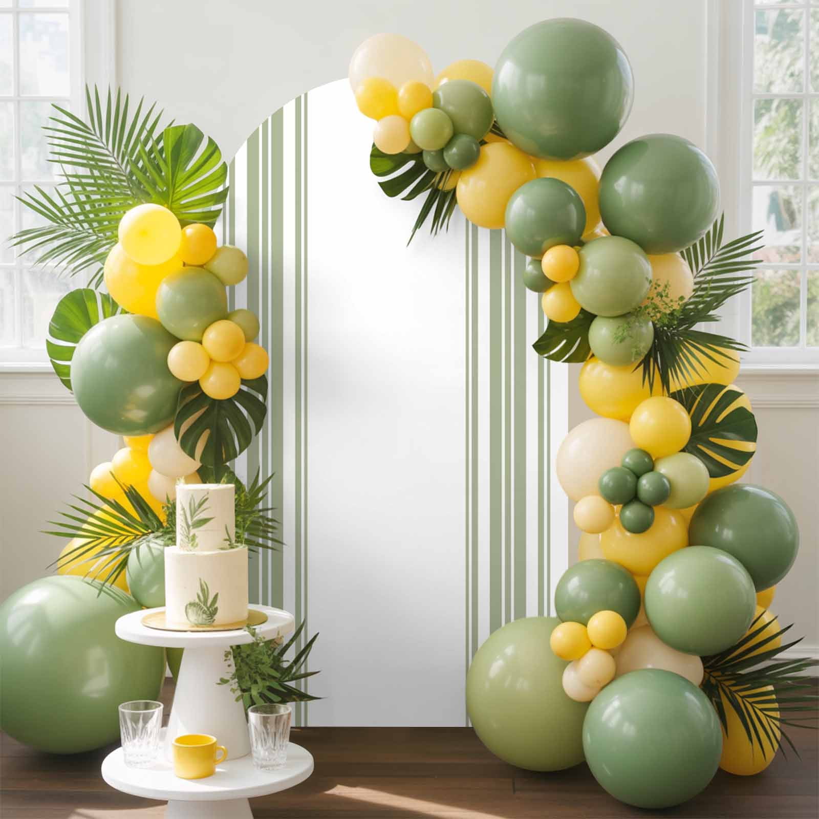 Sage Green and White Striped Arch Backdrop Cover 5 FT, Modern ...