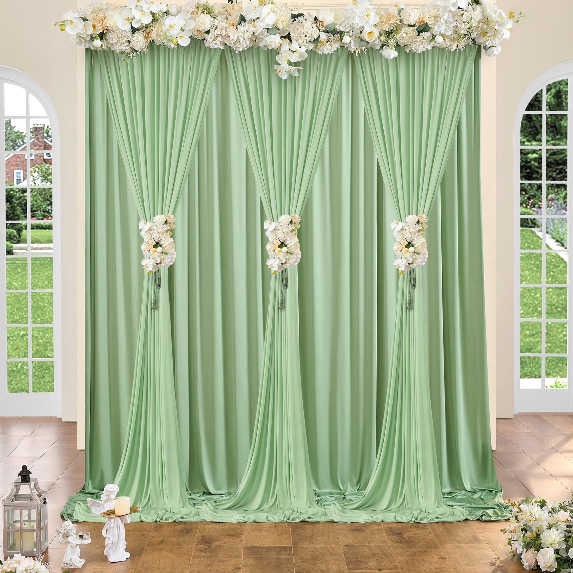 Sage Green Wrinkle Free Backdrop Curtains for Photography and Events ...