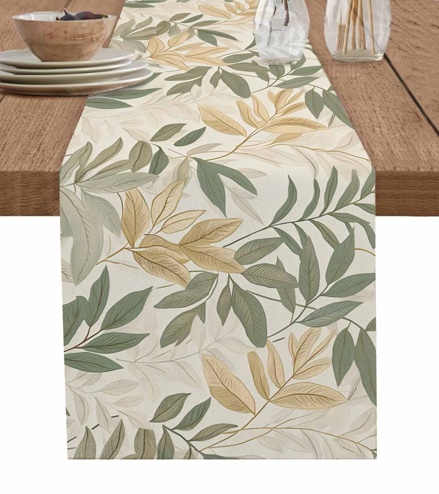 Sage Green Yellow Botanical Table Runner Vintage Spring Summer ...