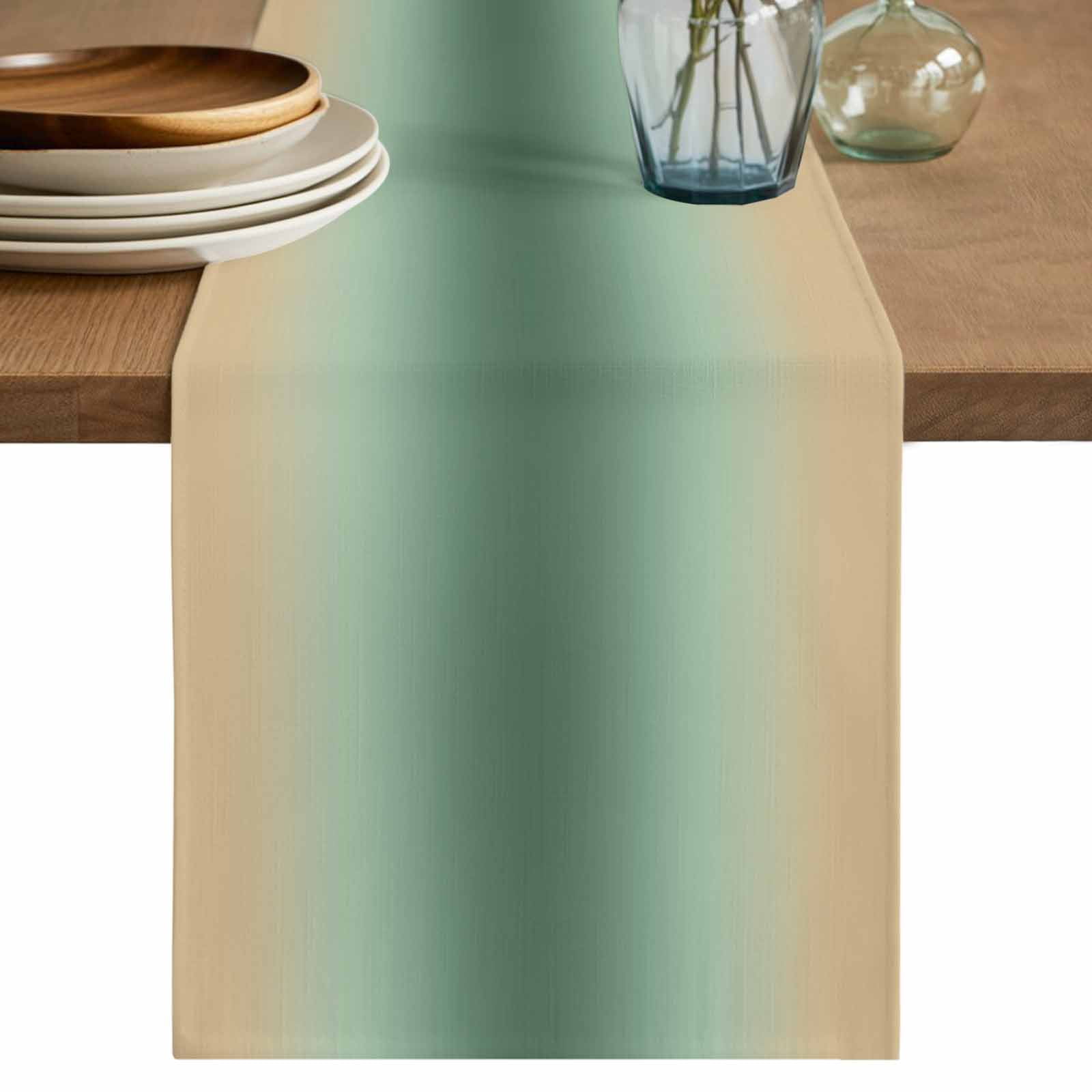 Sage Green Yellow Ombre Table Runner, Farmhouse Modern Gradient Art ...