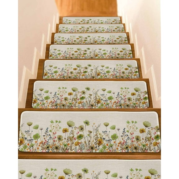 Christmas Poinsettia Stair Treads for Wooden Steps Indoor Runner Rug ...