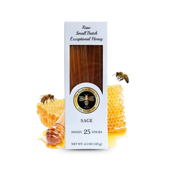 Sage Honey Straws, 25 GGA1 Count - Raw Honey Sticks for Tea and Coffee ...