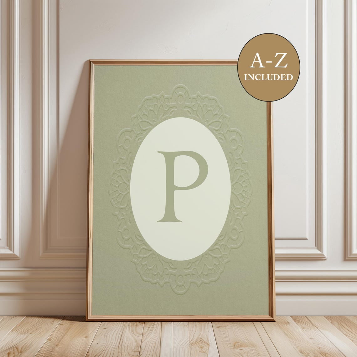 Sage Initial Poster Wall Art, Vintage Monogram Initial Poster, Girl ...