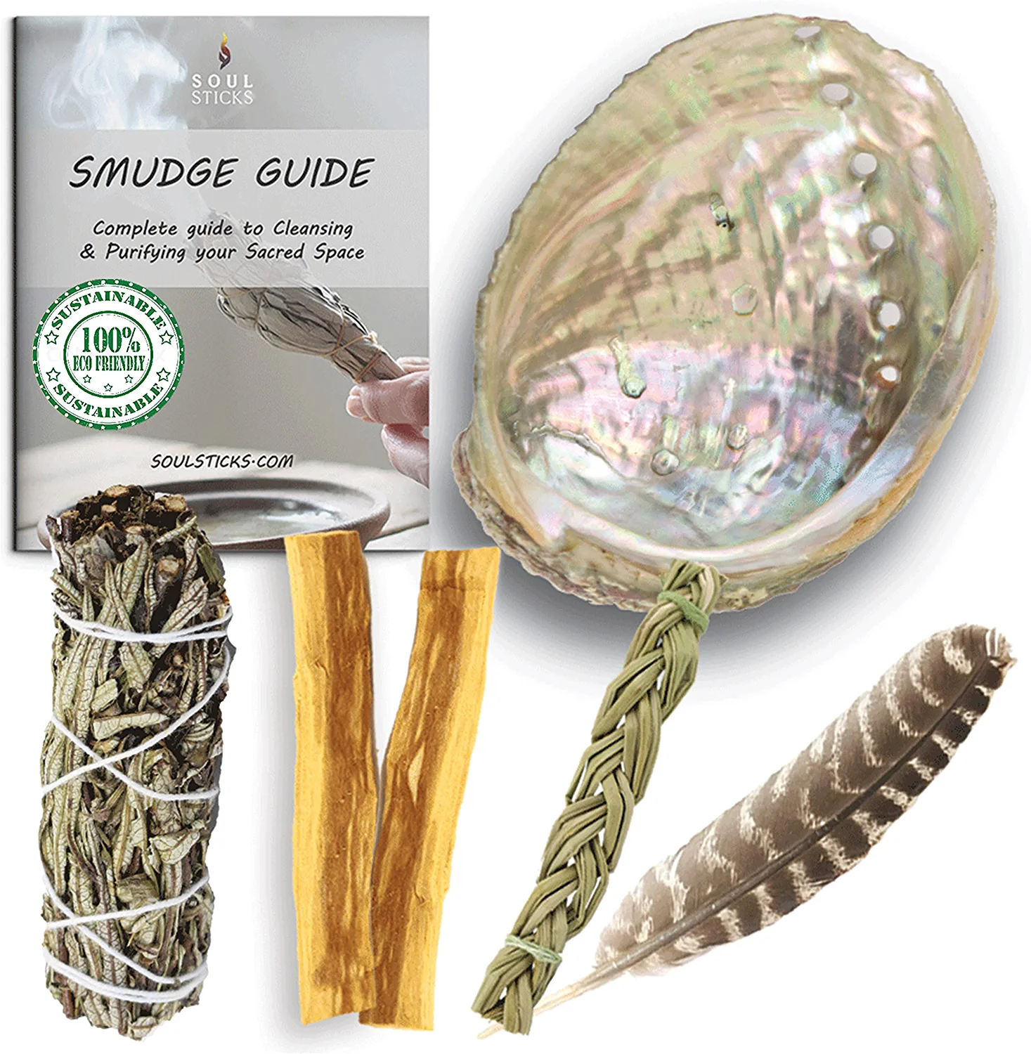 Sage Smudge Kit | Yerba Santa Sage, Sweetgrass Braid, 2 Palo Santo ...