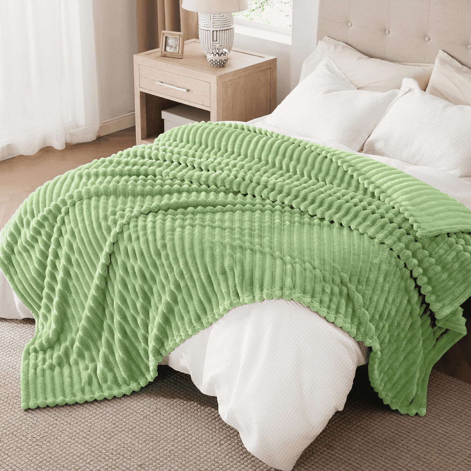 Queen Size Blanket,Extra Soft Strip Blanket, Plush Fuzzy Cozy Bed ...