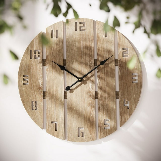 Sage Timber Natural Tone Round Wood Wall Clock - Walmart.com