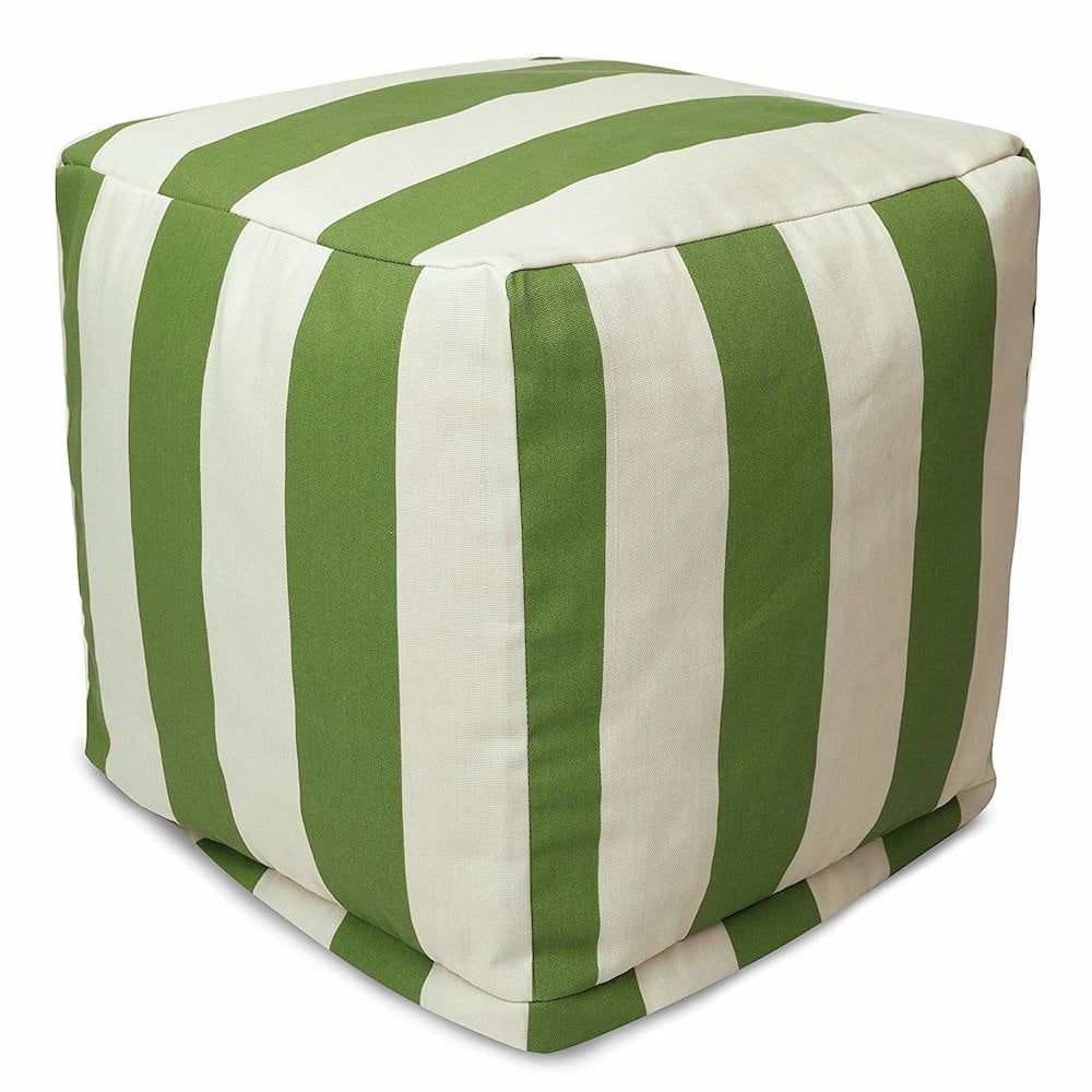 Majestic Home Goods Sage Vertical Stripe Small Cube Ottoman, Square ...