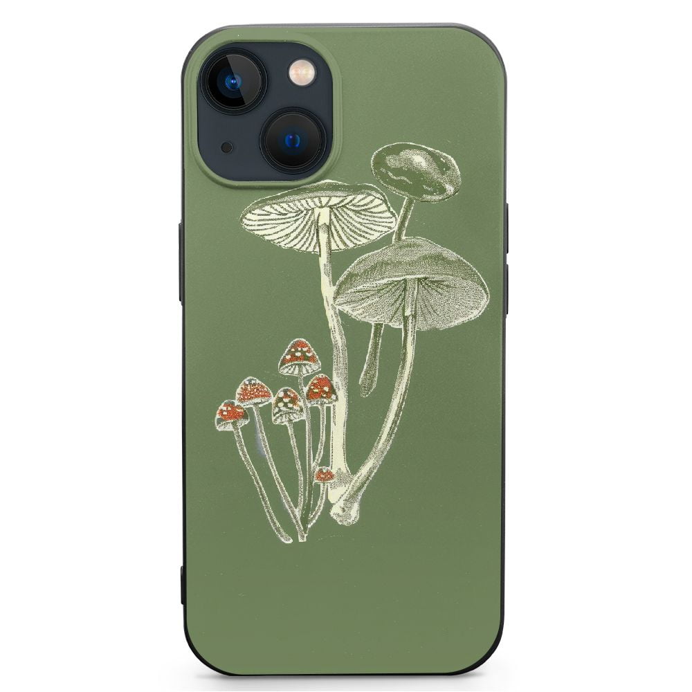 Sage green mushroom phone case for iPhone 14, minimalist aesthetic ...