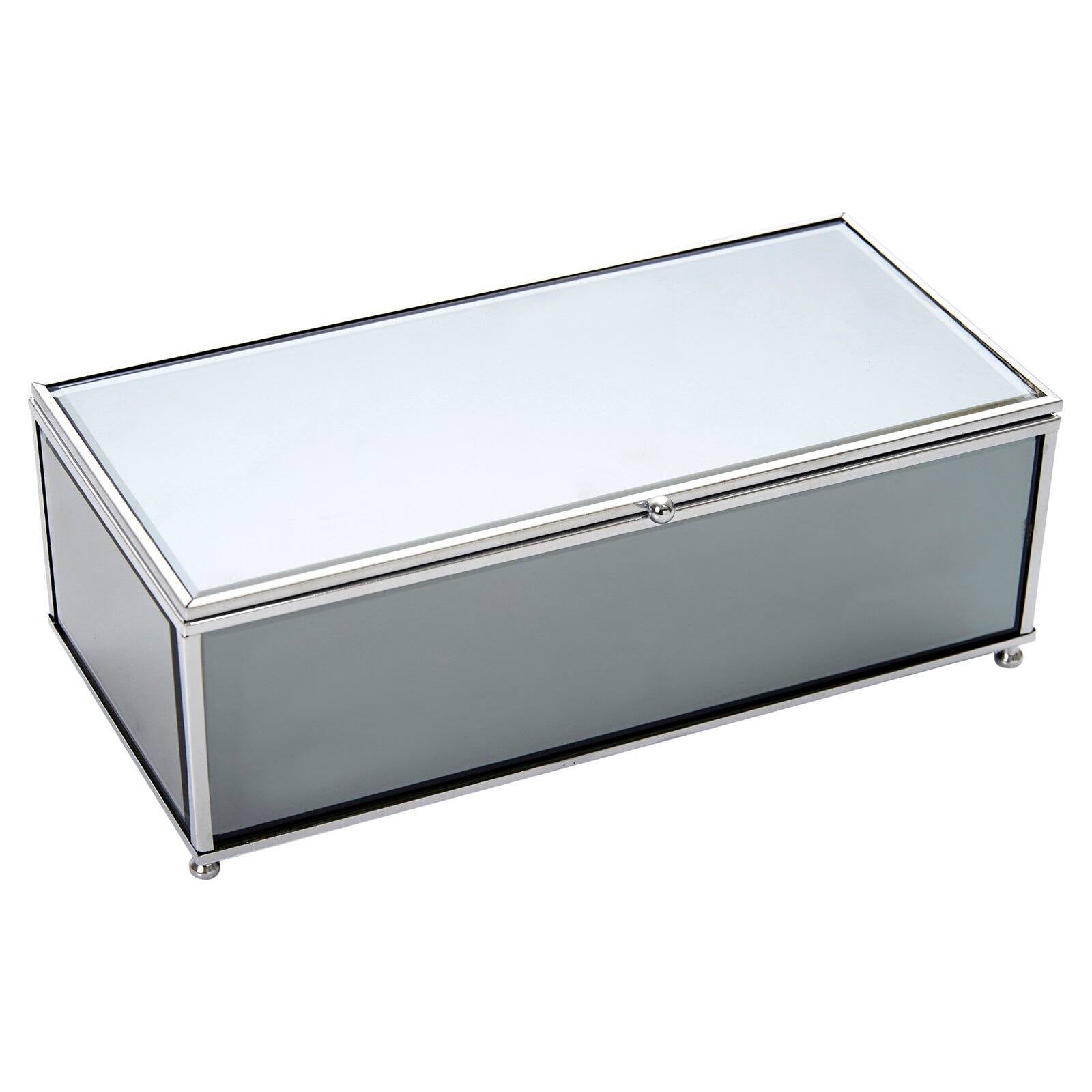 Square Wood And Glass Storage Box, Gray - Walmart.com