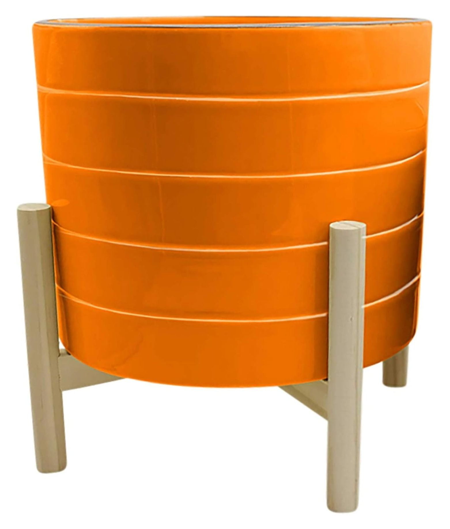 Sagebook Home 10" Planter on Stand - Ceramic Planter on Wooden Base ...