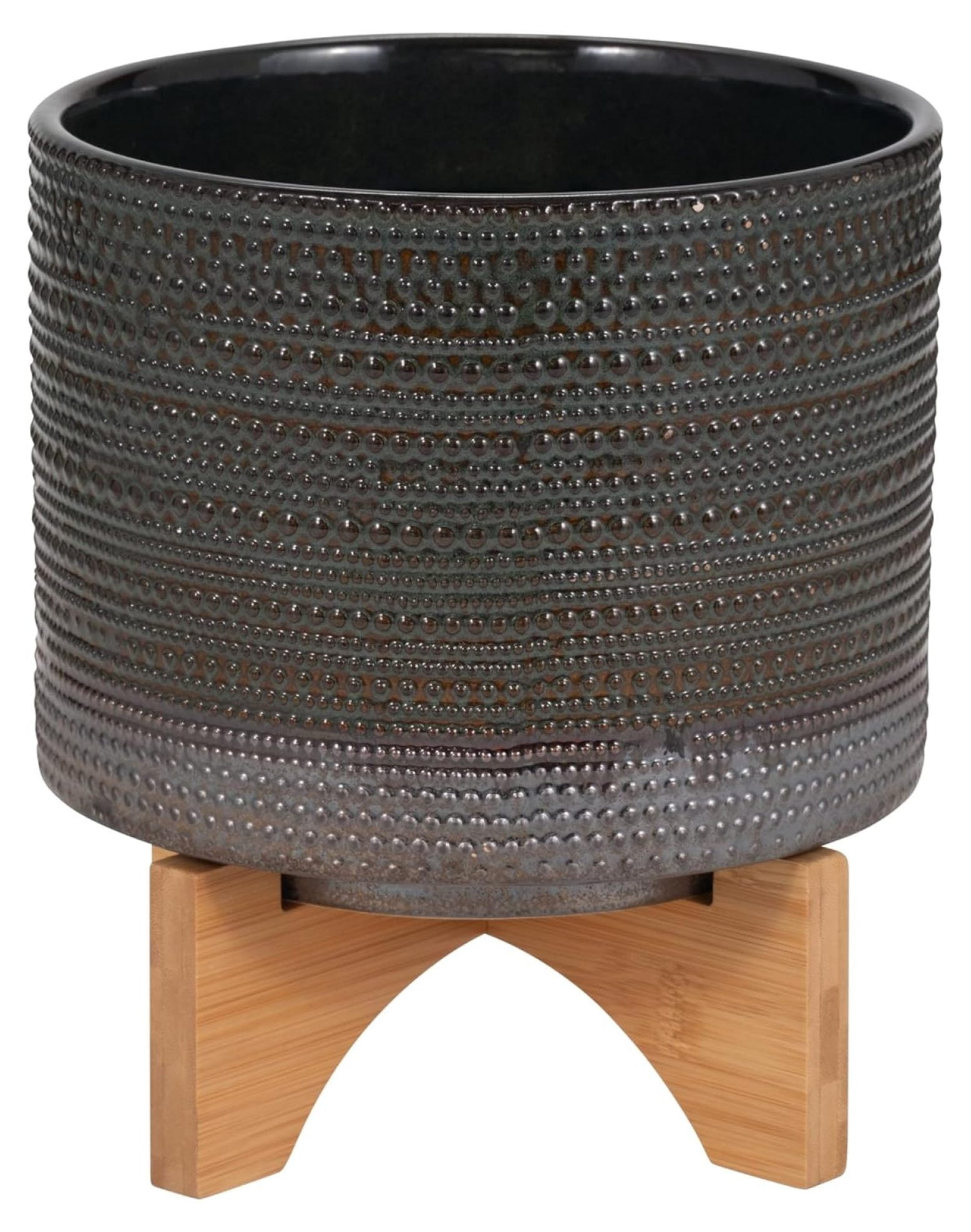 Sagebook Home 8" Ceramic Planter on Bamboo Wood Stand - Green Plant ...
