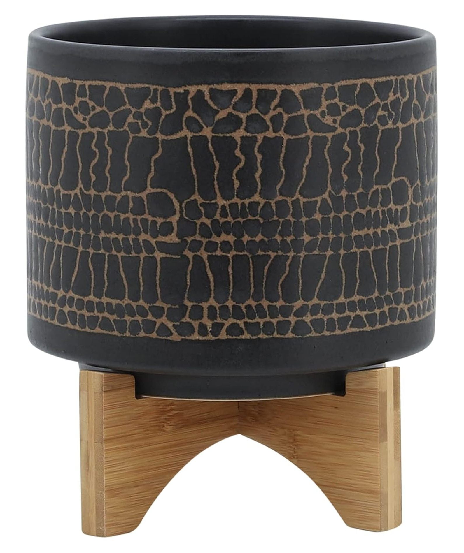 Sagebook Home 8" Planter - Glazed Black Contemporary Ceramic Planter ...