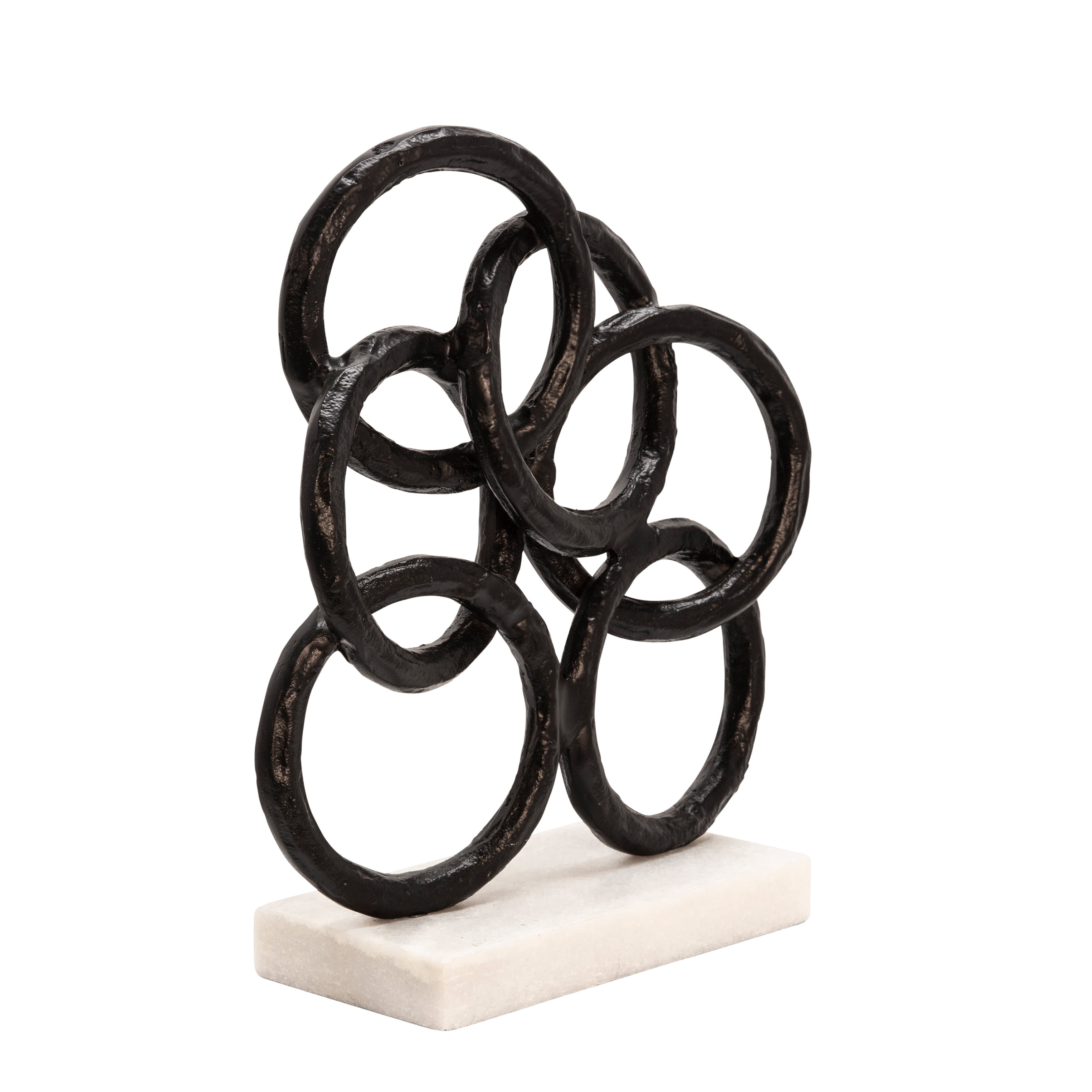 Sagebrook Home 13" Metal Rings On Marble Base, Black - Walmart.com