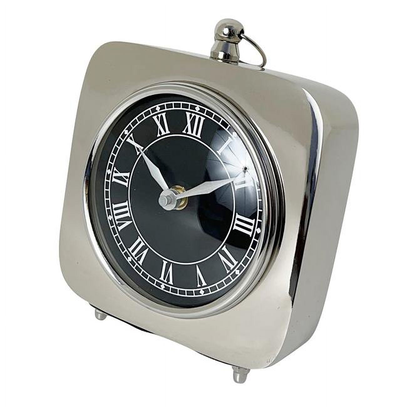 Sagebrook Home 18114 6 in. Aluminum Square Table Clock, Silver ...