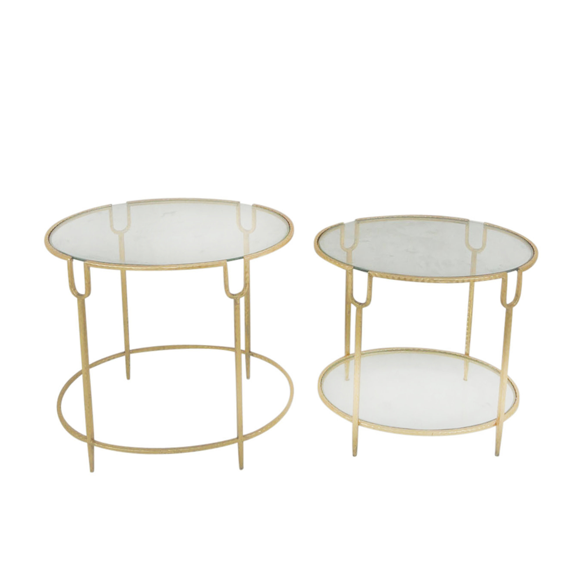 Sagebrook Home 22"H Round Gold Accent Tables with Glass Top, Set Of 2 ...