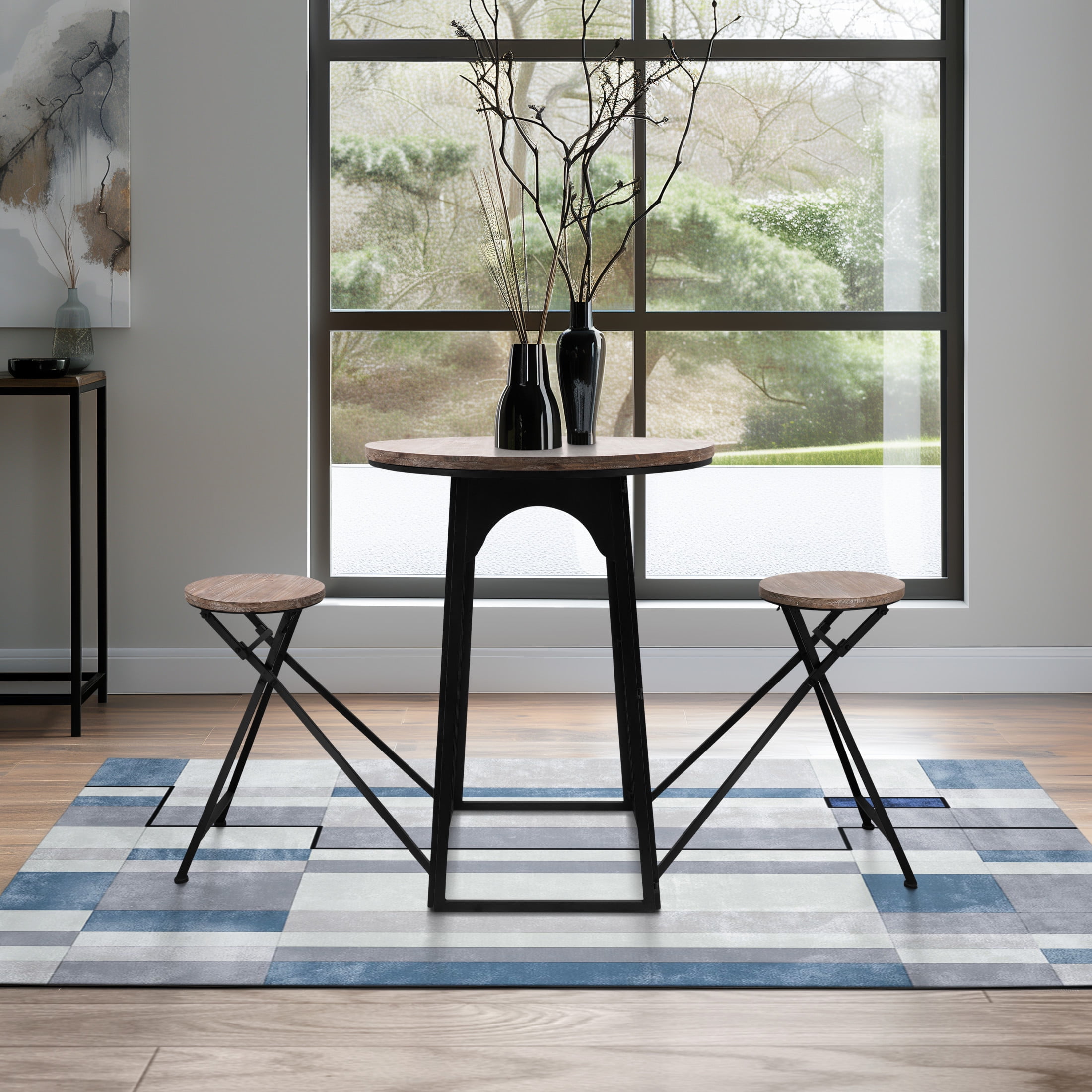 Sagebrook Home 41" Brown Metal & Wood Table Set with Attached Folding ...