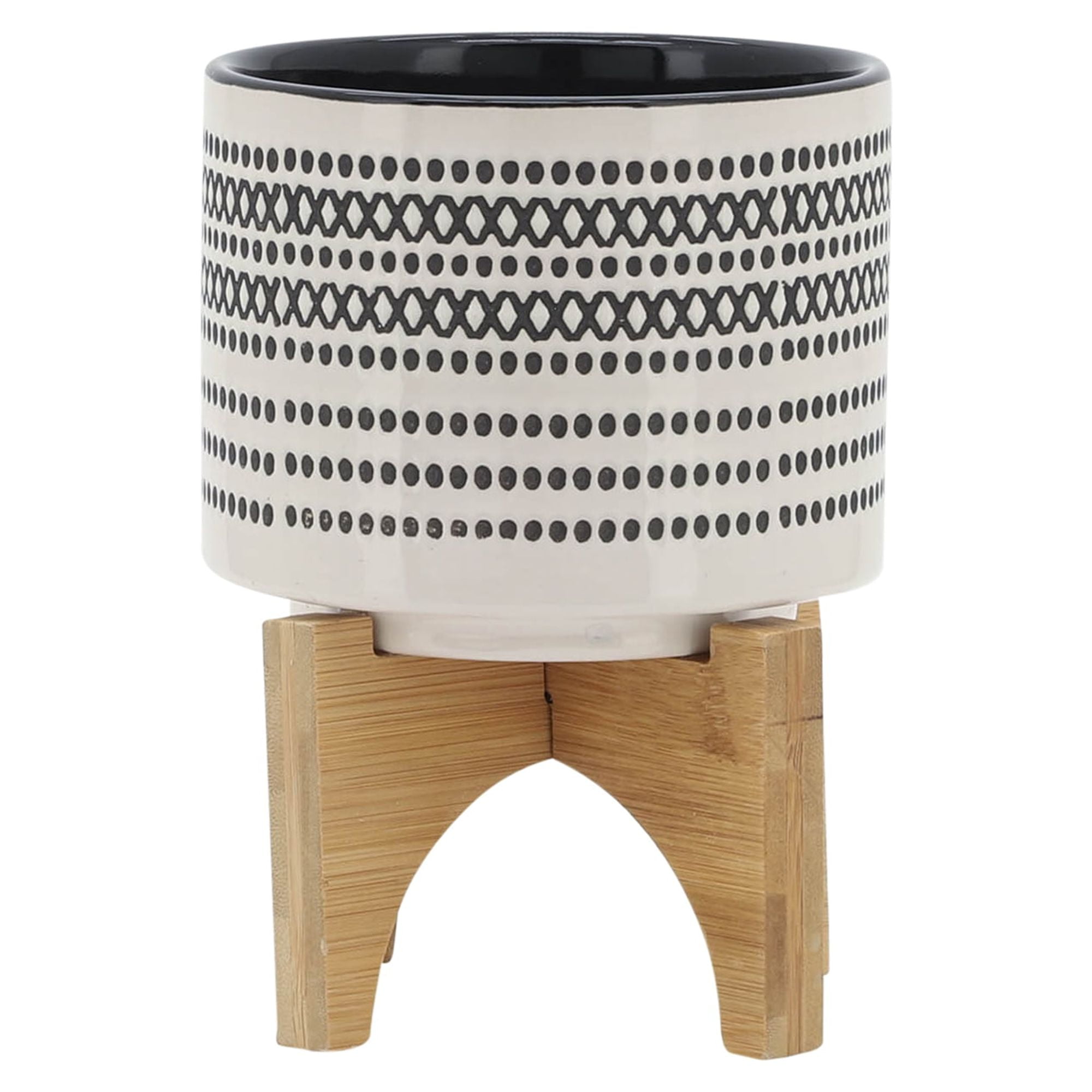 Sagebrook Home 5" Aztec Planter With Wood Stand, Gray - Walmart.com