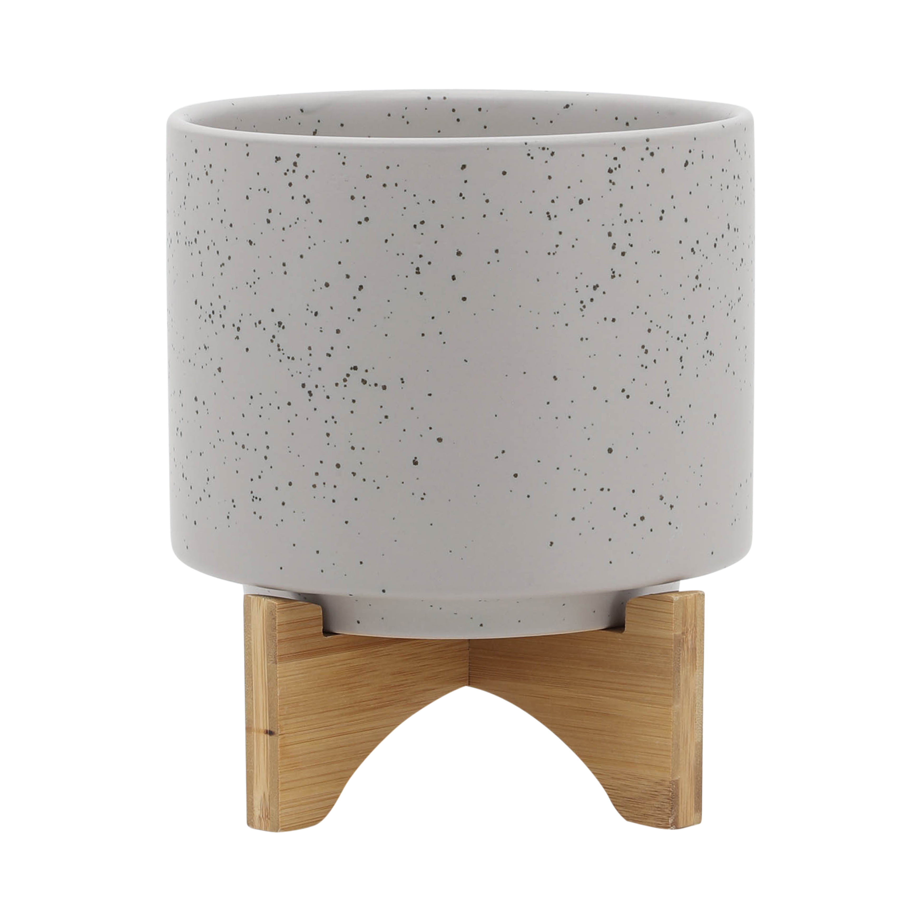 Sagebrook Home 8" Planter With Wood Stand, Matte Beige - Walmart.com