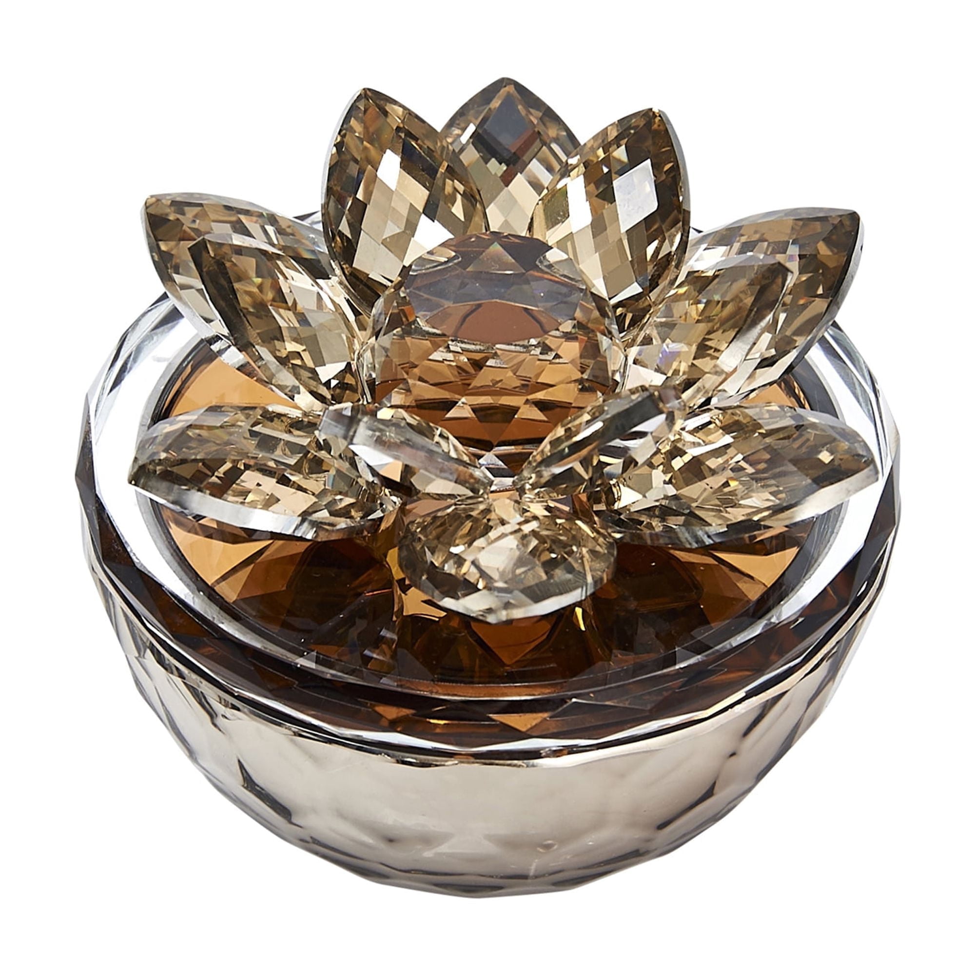 Sagebrook Home Amber Crystal Lotus Box - Walmart.com