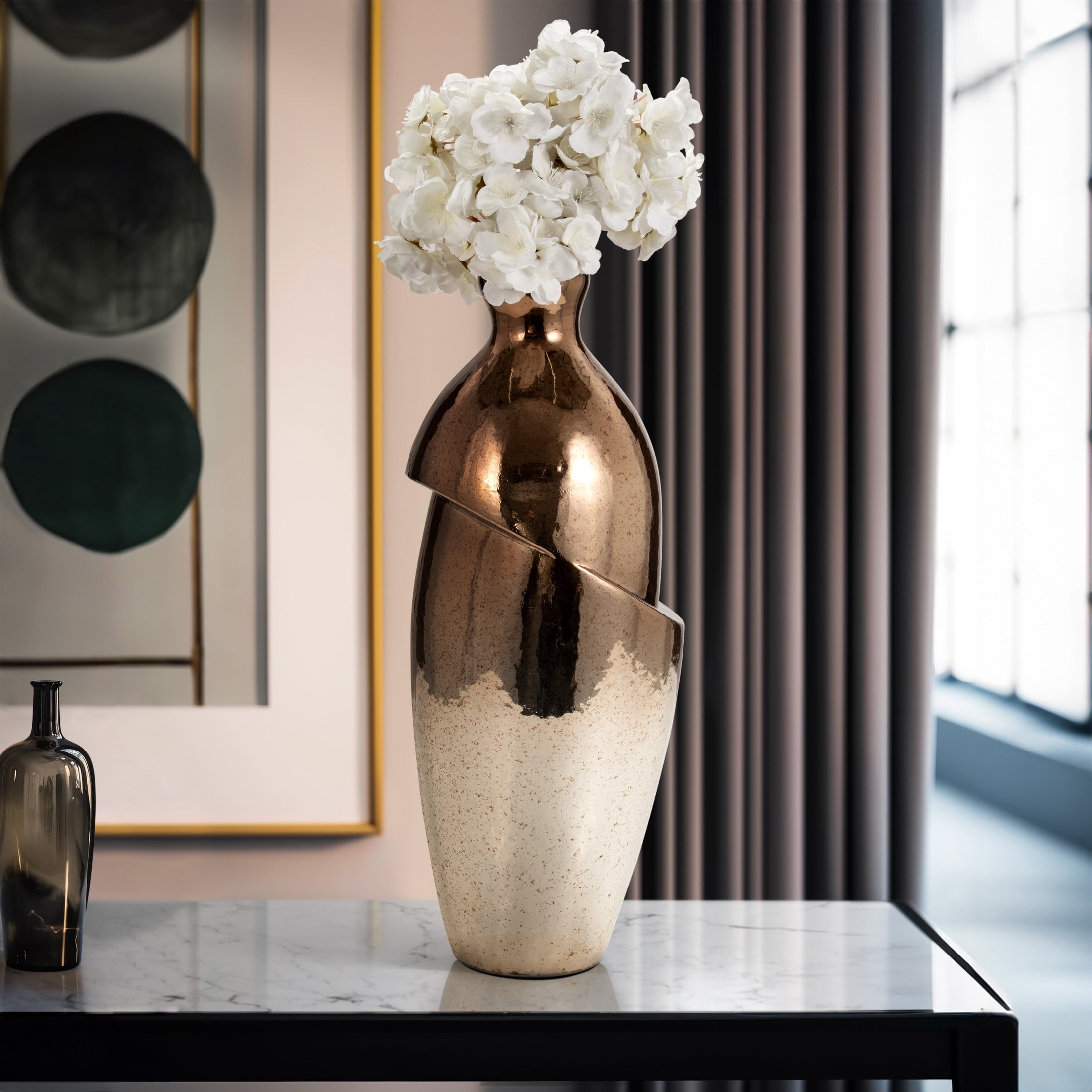 Glass Vase Modern Decorative Sculptural Design with Sleek Asymmetric ...