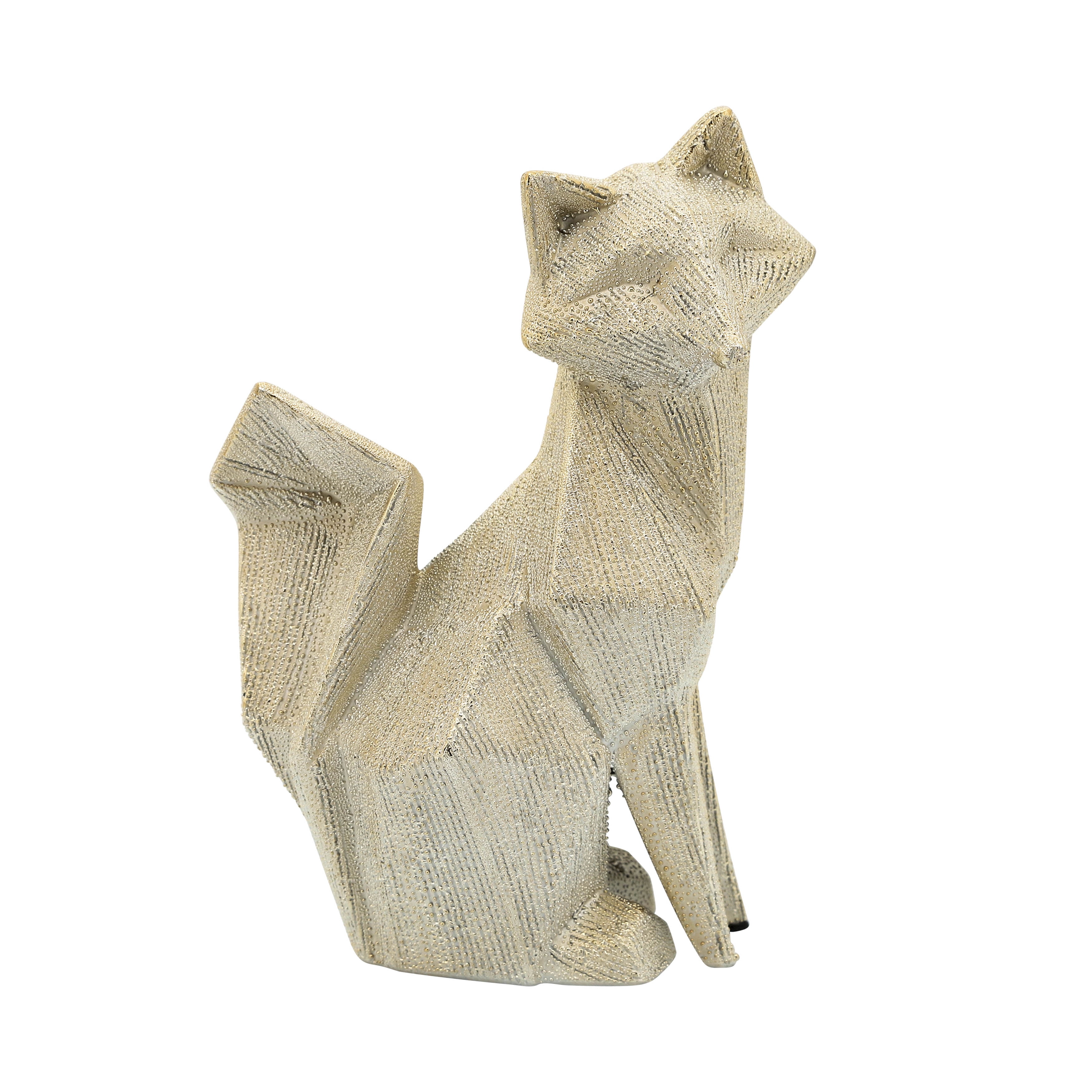 Sagebrook Home Ceramic 10" Beaded Fake Fox Figurine, Champagne ...