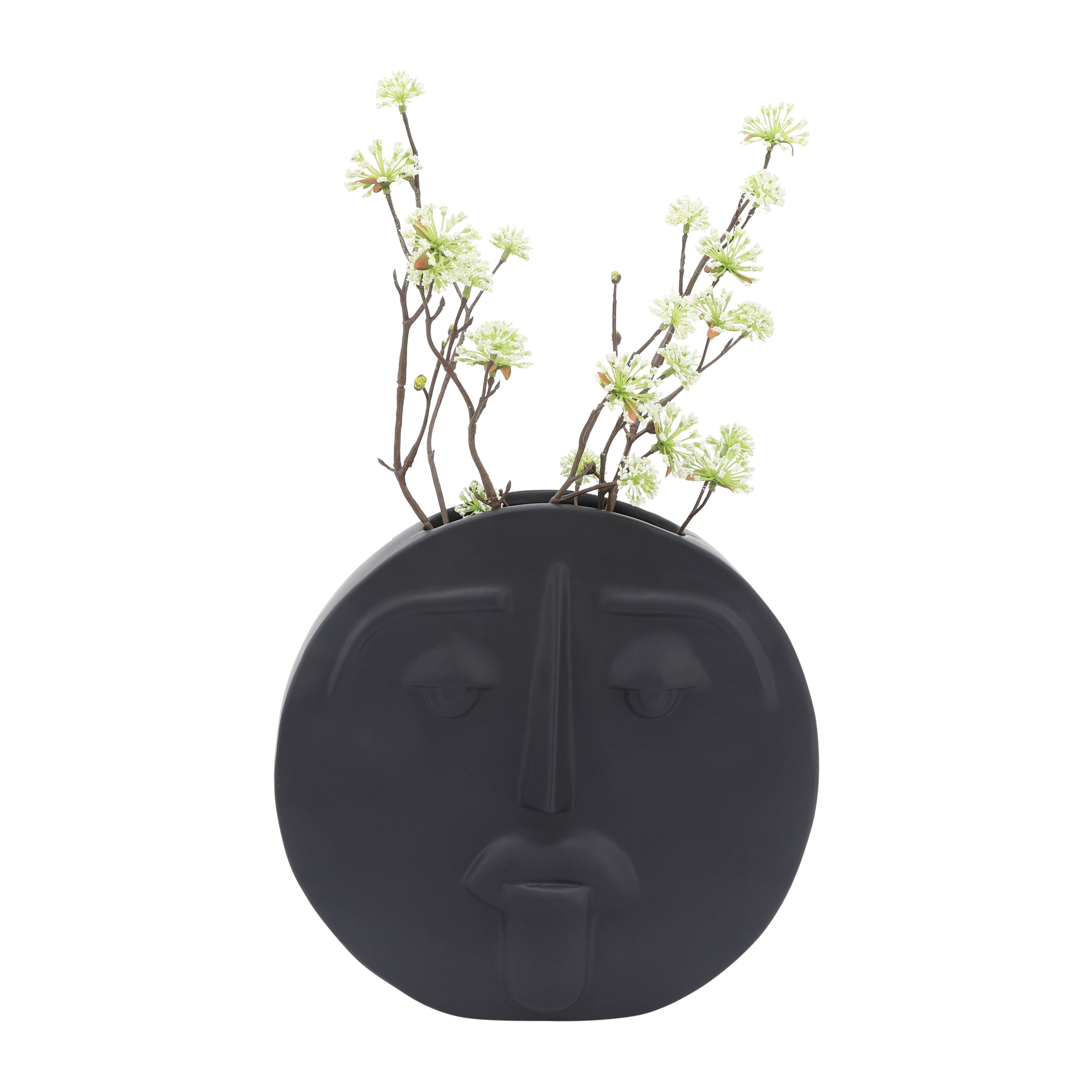Sagebrook Home Ceramic 10" Sad Face Vase, Black - Walmart.com