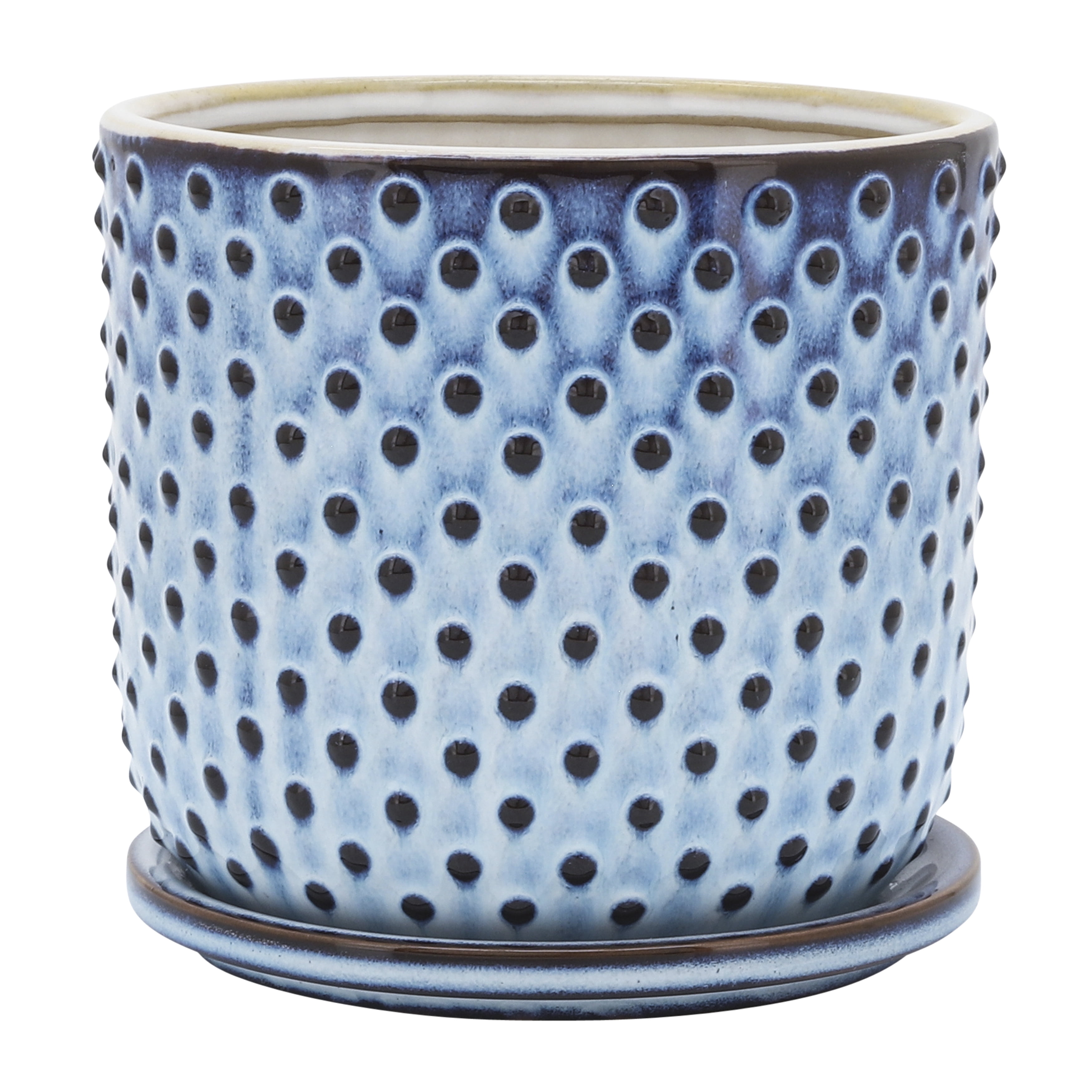 Sagebrook Home Ceramic 6" Dotted Planter With Saucer, Blue, Round ...