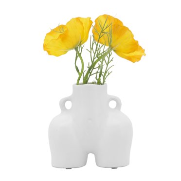Sagebrook Home Ceramic 12"l Half Circle Vase, White - Walmart.com